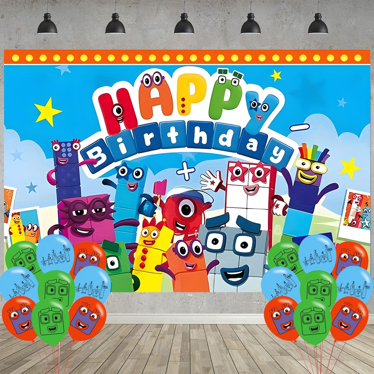 Number Birthday Party Decoration,Block Party Photo Background 5 x 3 FT ...