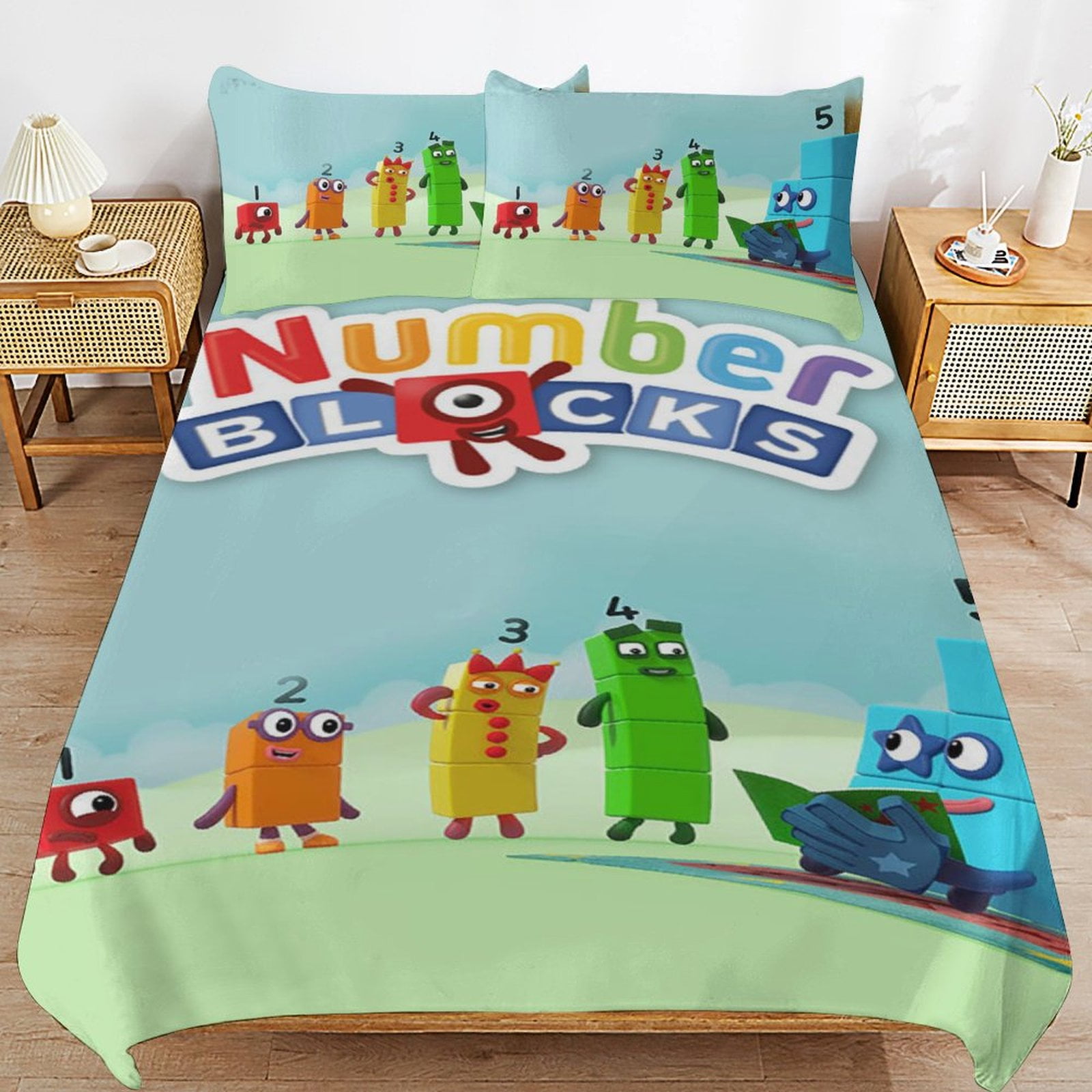 Number Block 3-Piece Bedding Set Soft Warm And Comfortable Bed Set with ...