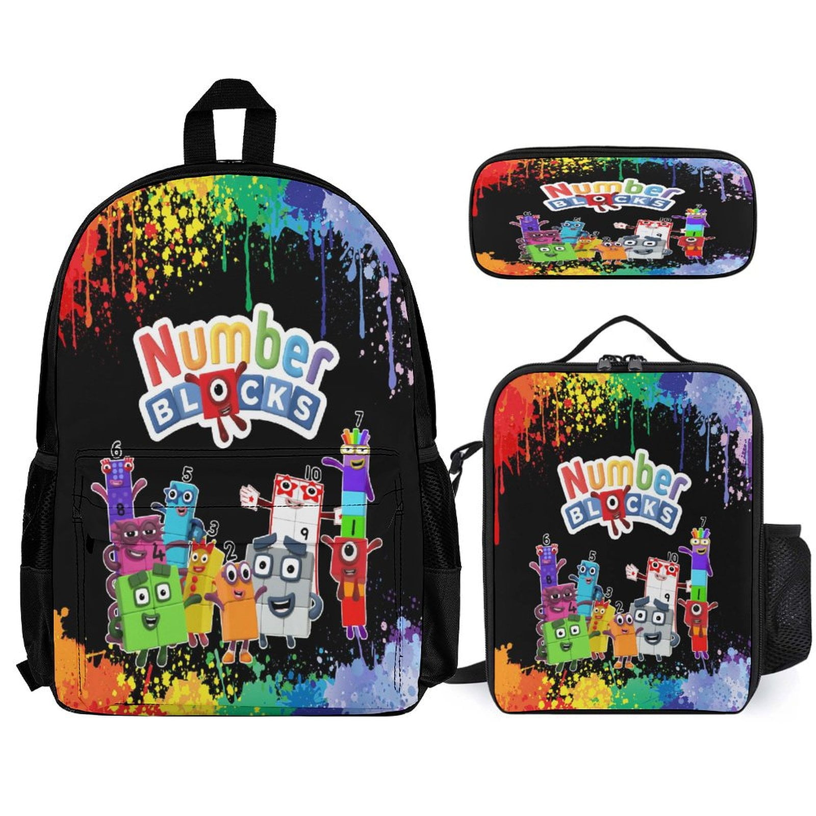 Number Block Backpack Set 16.5in Backpacks with Pencil Case and Lunch ...