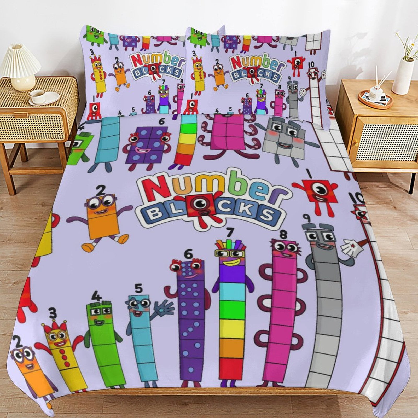 Number Block Bedding Set Duvet Cover Comfortable and Lightweight ...