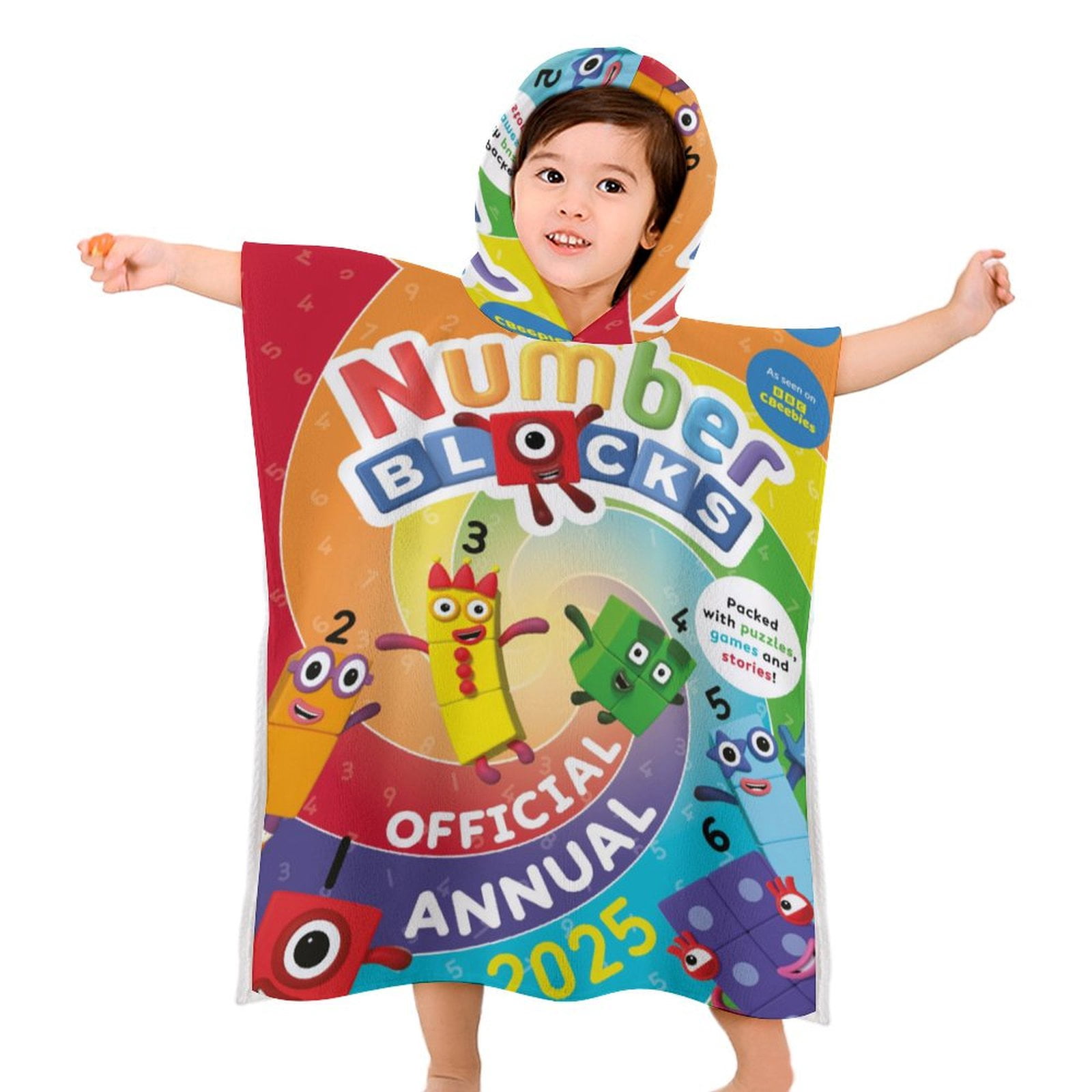 Number Block Hooded Towel for Kids - Toddler Bath Towel Kids Beach ...