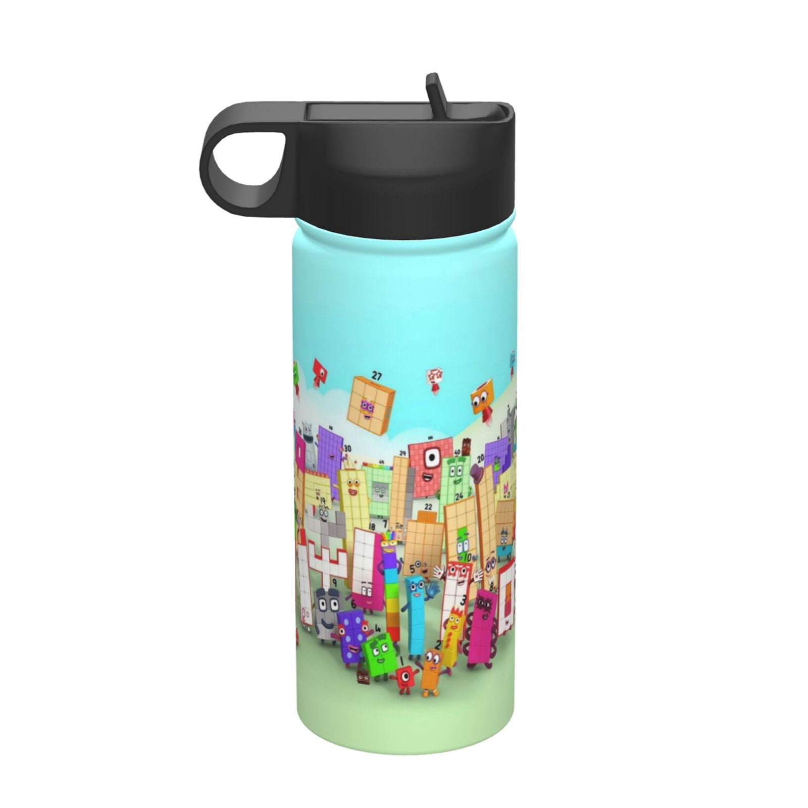 Number Block Insulated Stainless Steel Wide Mouth Water Bottle with ...