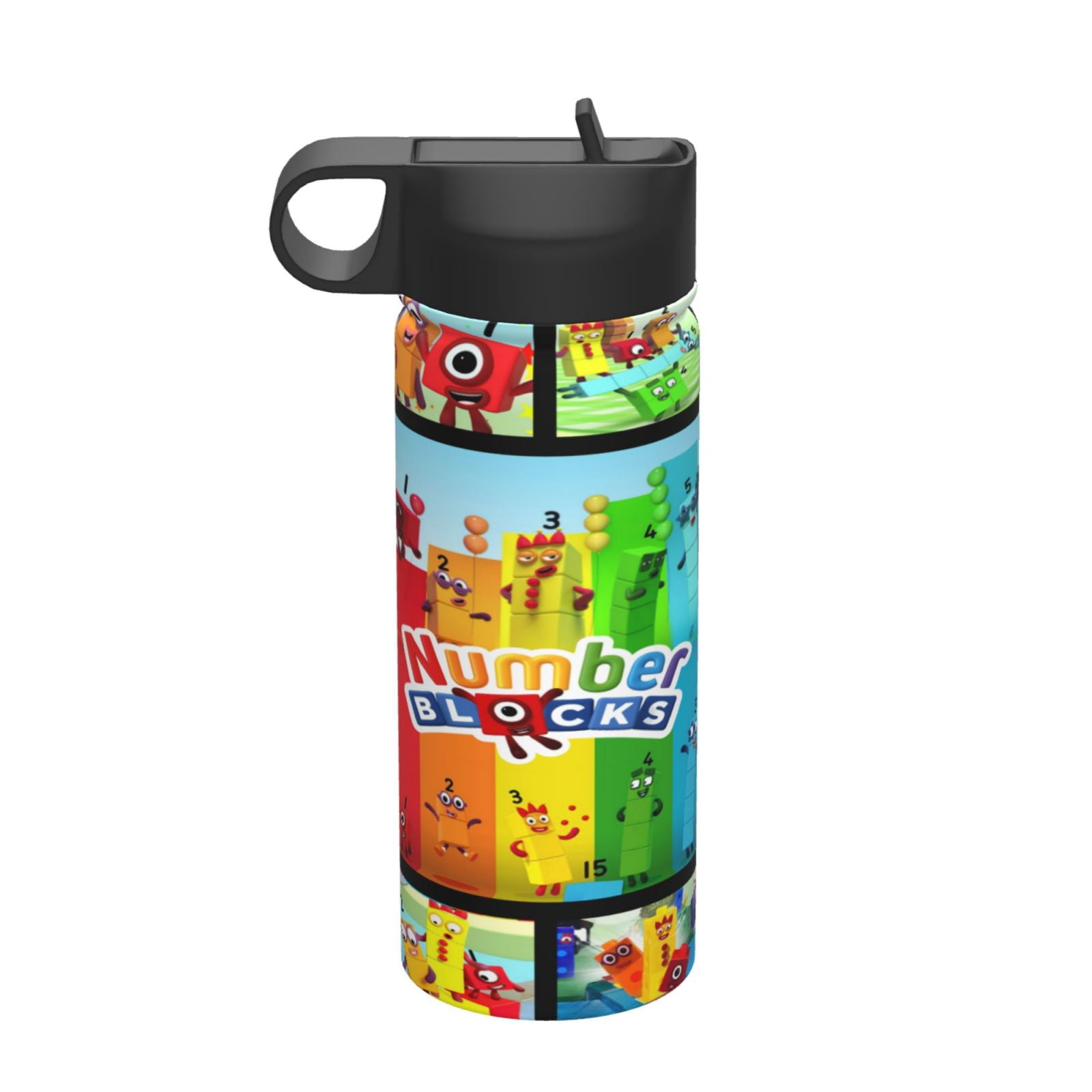 Number Block Insulated Stainless Steel Wide Mouth Water Bottle with ...