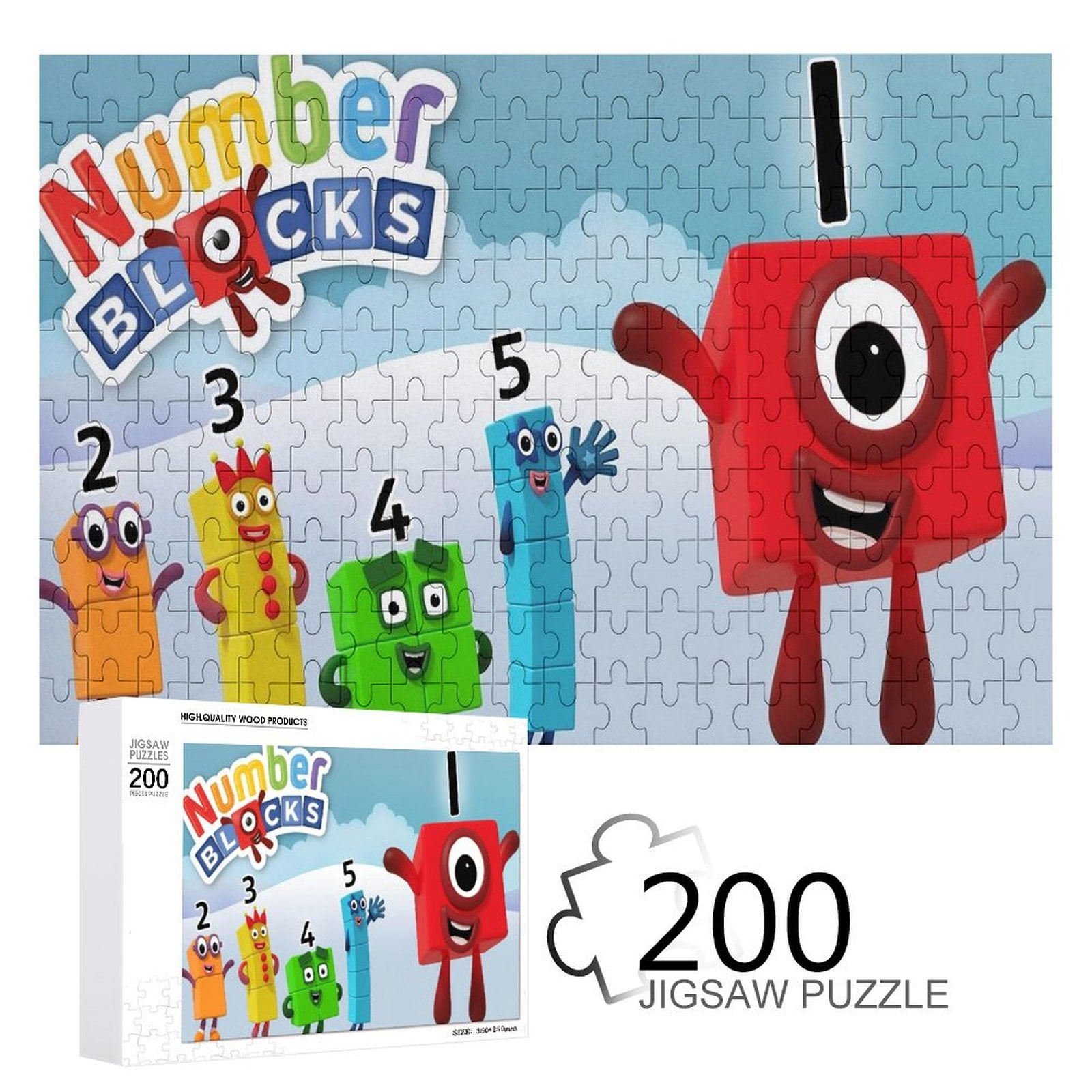 Number Block Jigsaw Puzzle 200 Piece Art Puzzles for Adults Kids ...
