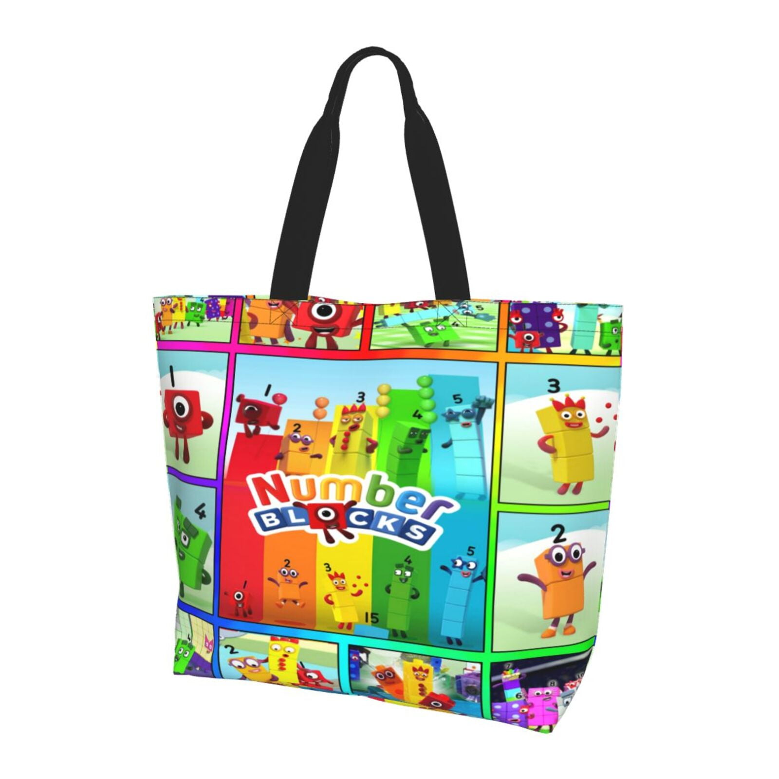 Number Block Large Canvas Tote Bag for Gym Beach Travel Reusable ...