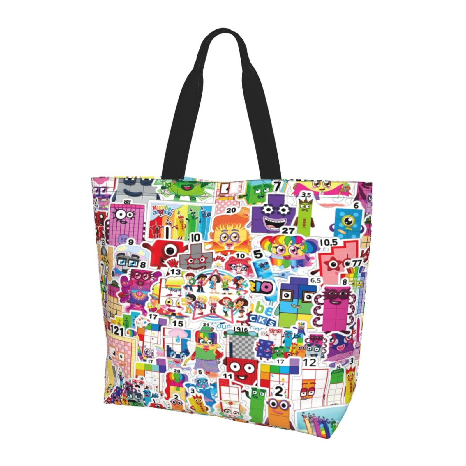 Number Block Large Canvas Tote Bag for Gym Beach Travel Reusable ...