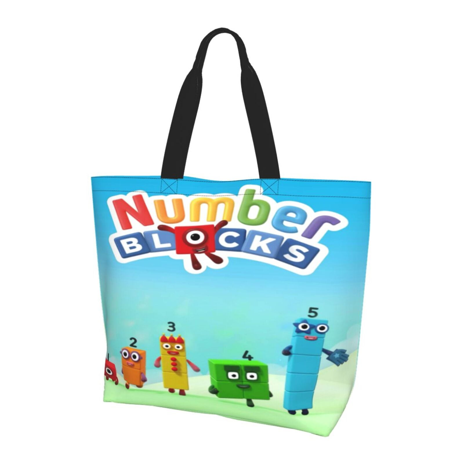 Number Block Large Canvas Tote Bag for Gym Beach Travel Reusable ...