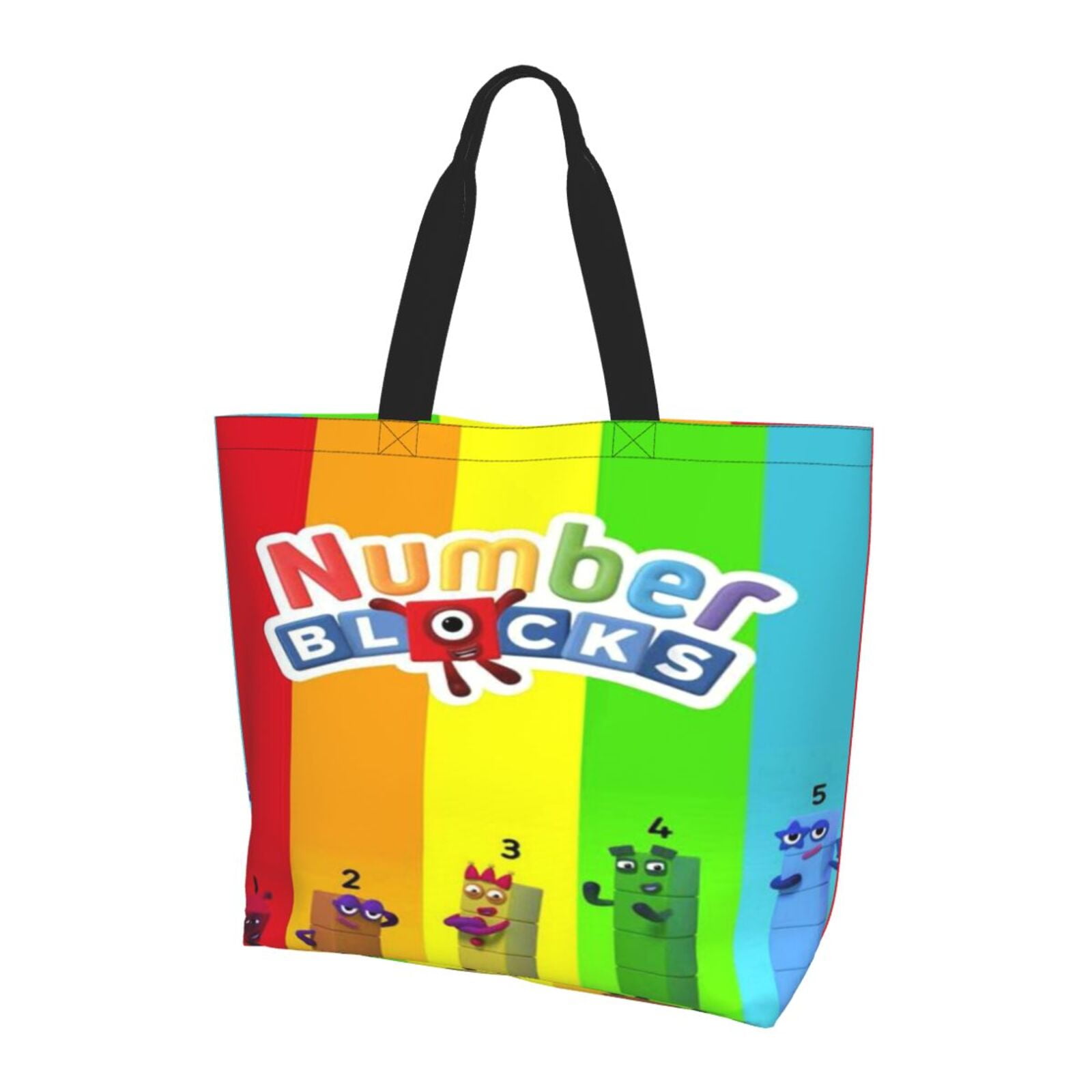 Number Block Large Canvas Tote Bag for Gym Beach Travel Reusable ...