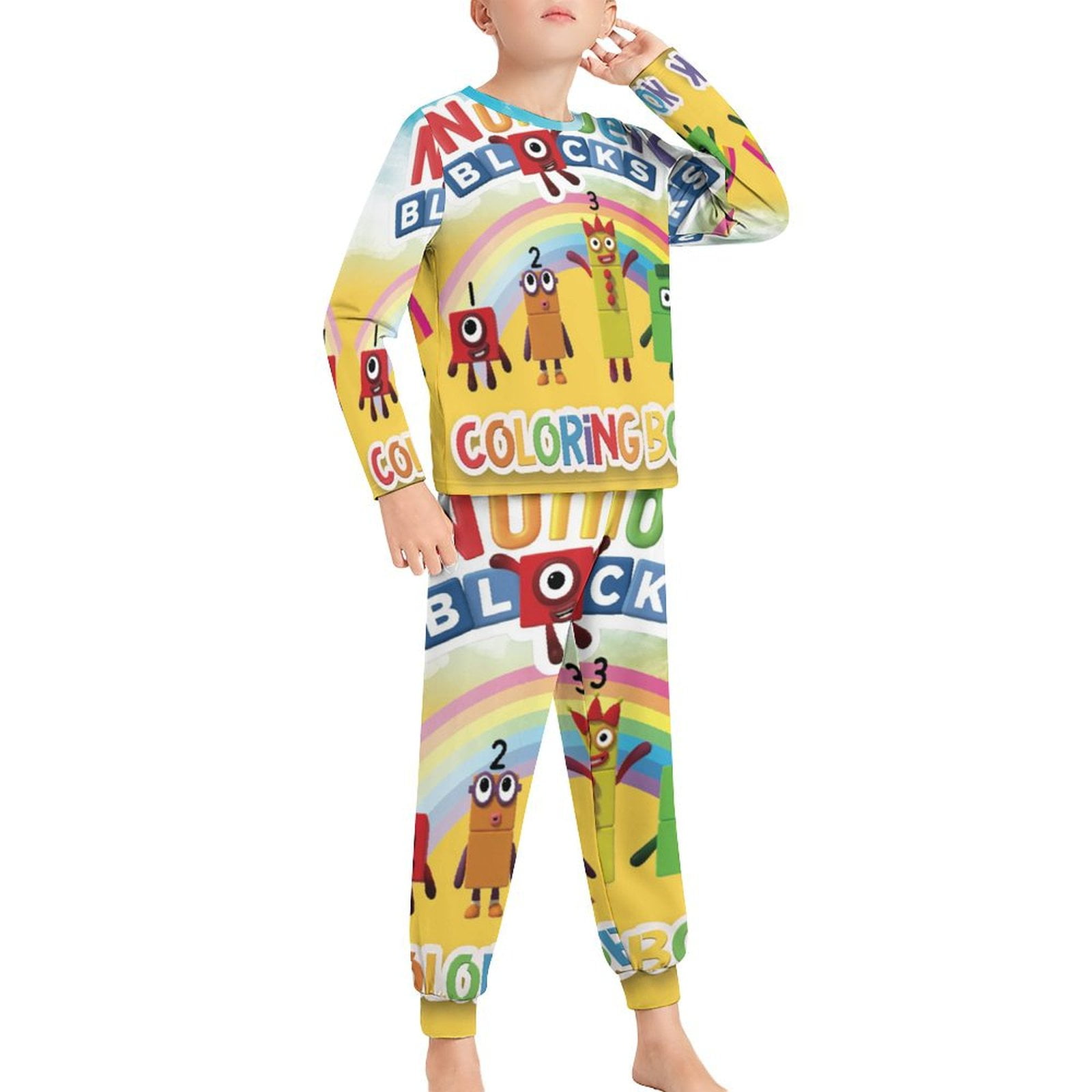 Number Block Little Big Bo-ys Gi-rls Pajamas Set Long Sleeve Ki-ds PJs ...
