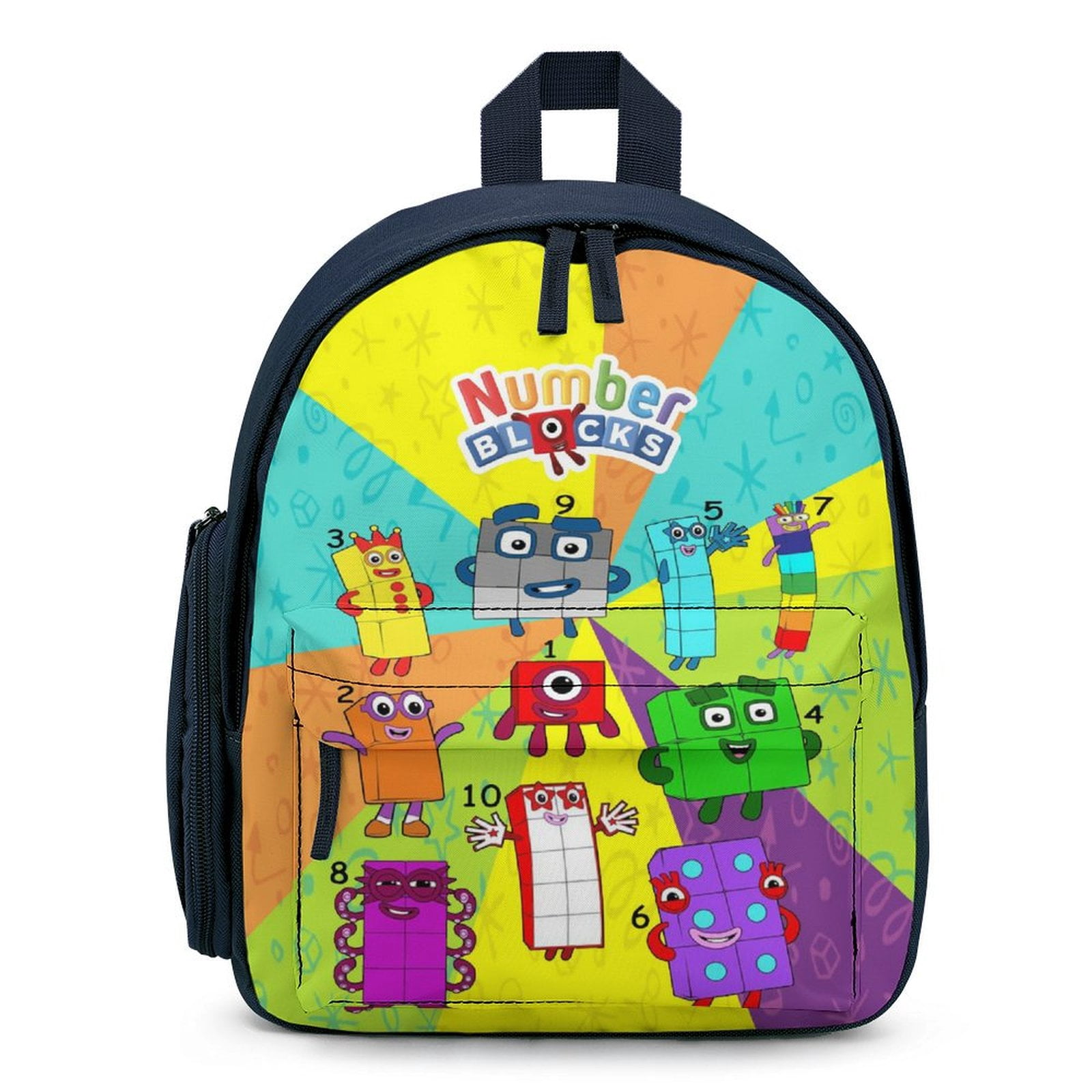 Number Block Pre Backpack with Chest Strap Small Backpack Bookbag for ...