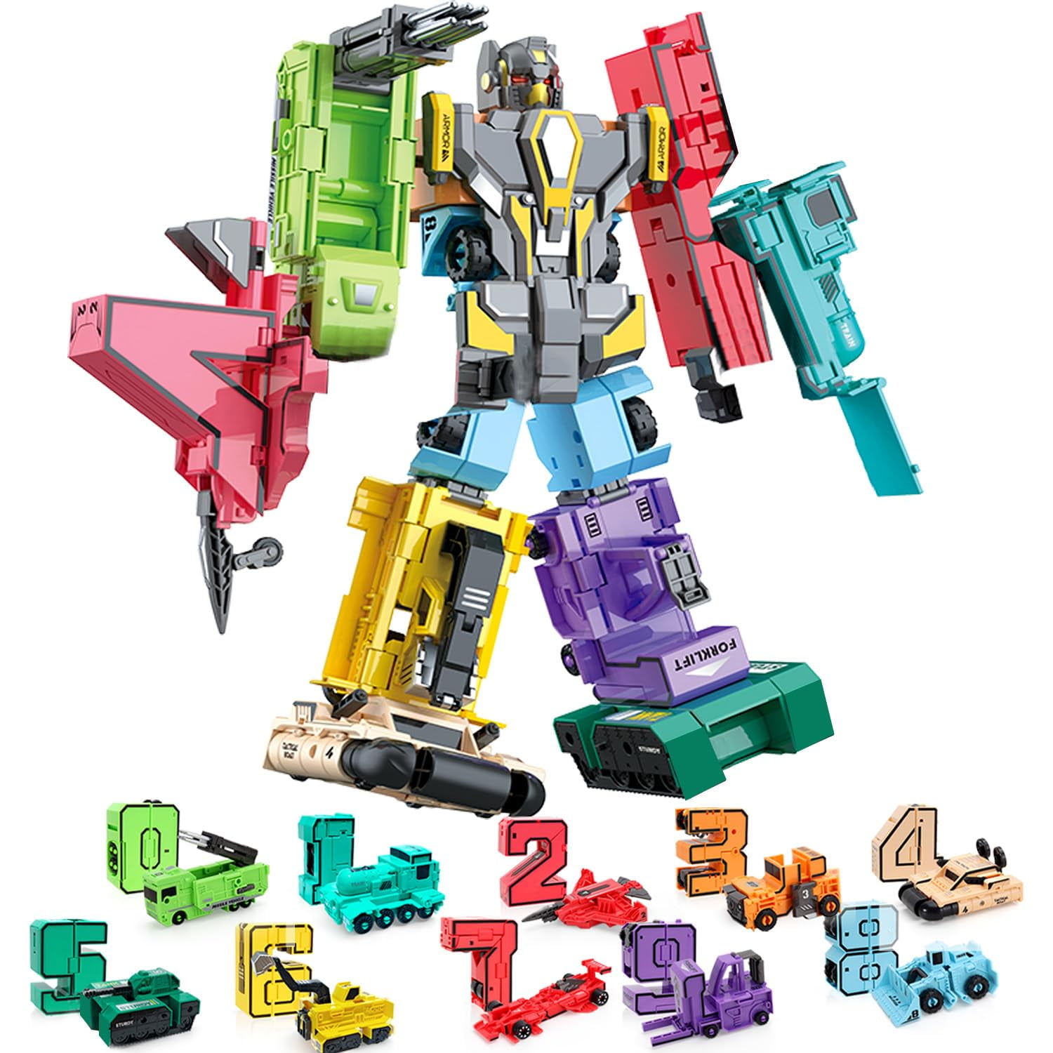 Number Bots Toys for Kids, Number Blocks Toys 10 in 1 DIY 12.3Inch ...