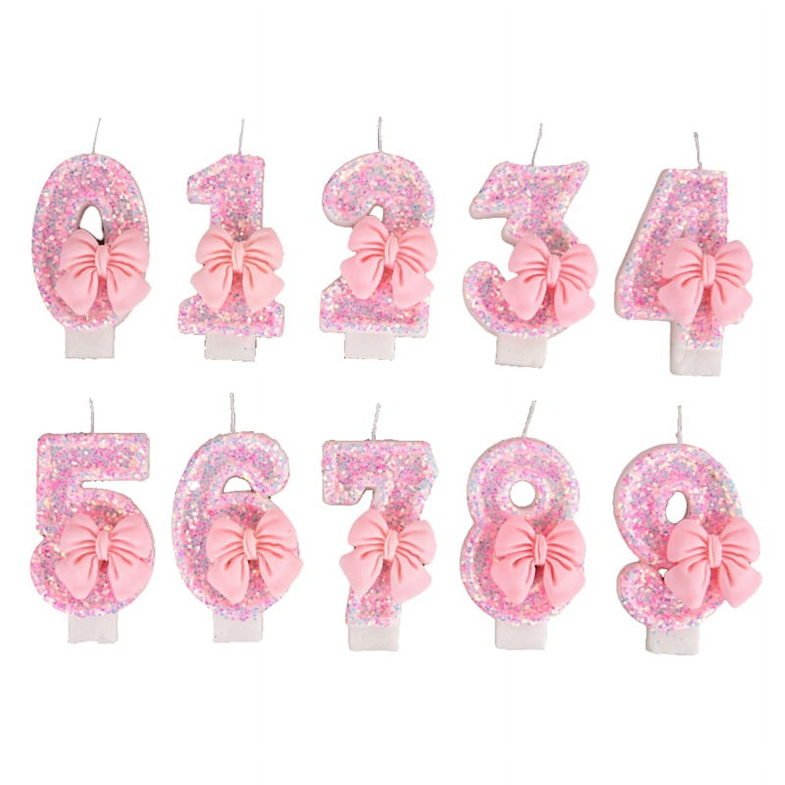 Number Cake Decorating Candles Cute Pink Bow Baby Girl Birthday Cake ...