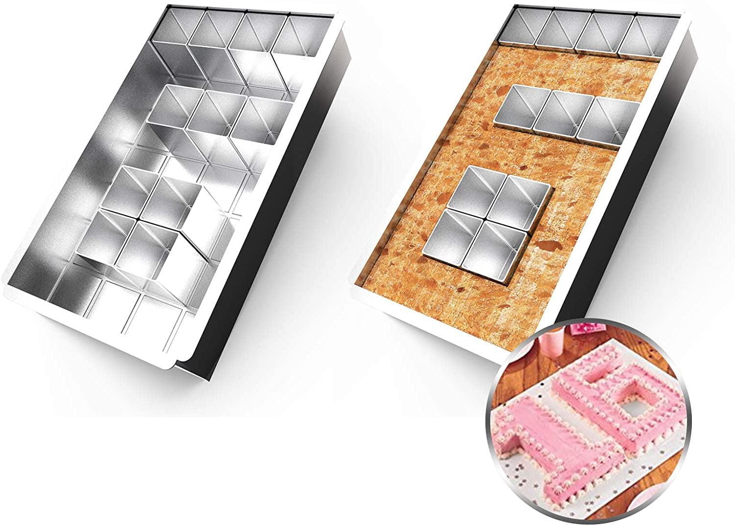 Number Cake Pan for Baking Letter Cake Molds Set with Square Cake ...