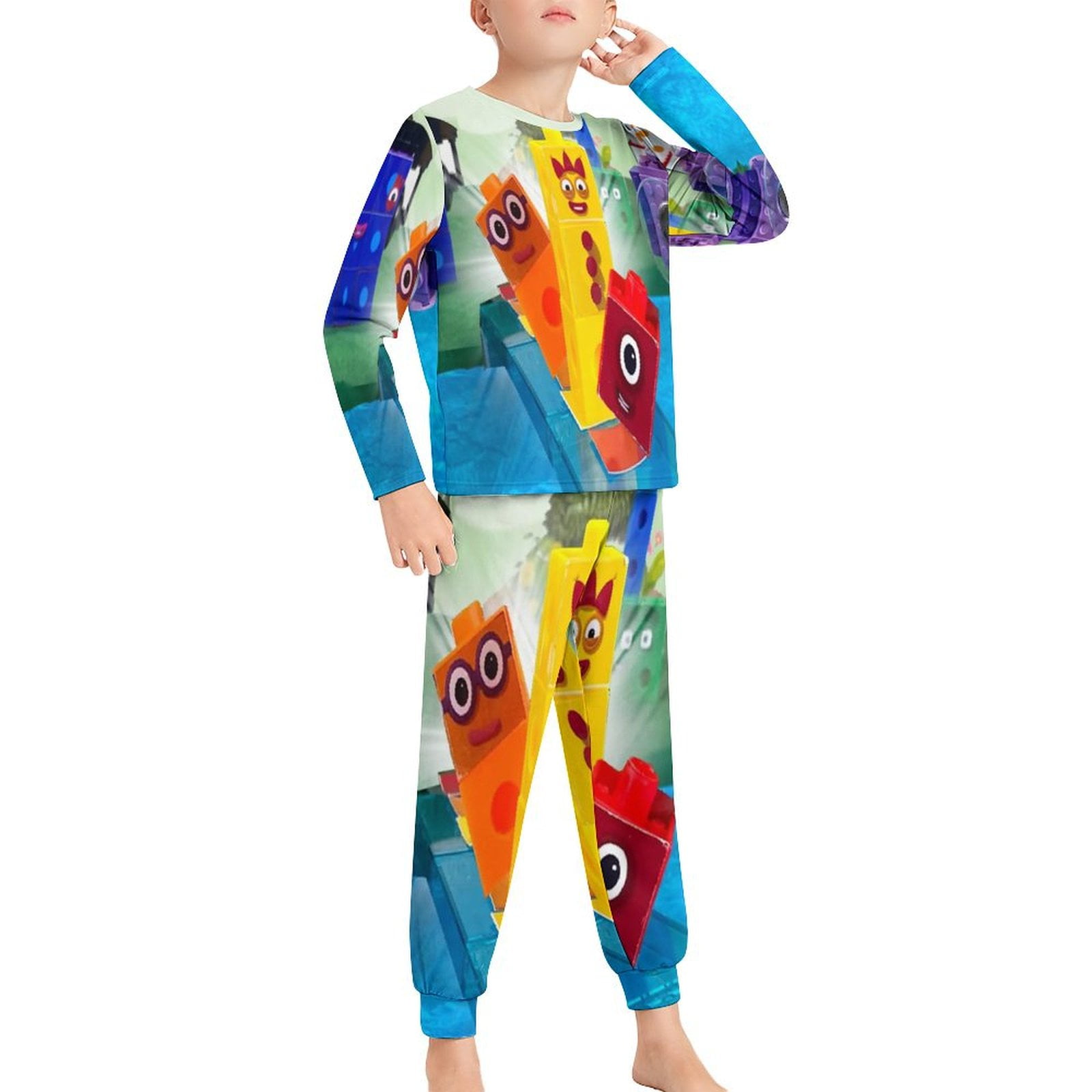 Number Cartoon Show Block Costumes T Shirt Set Crewneck Tee Shirt Pants ...