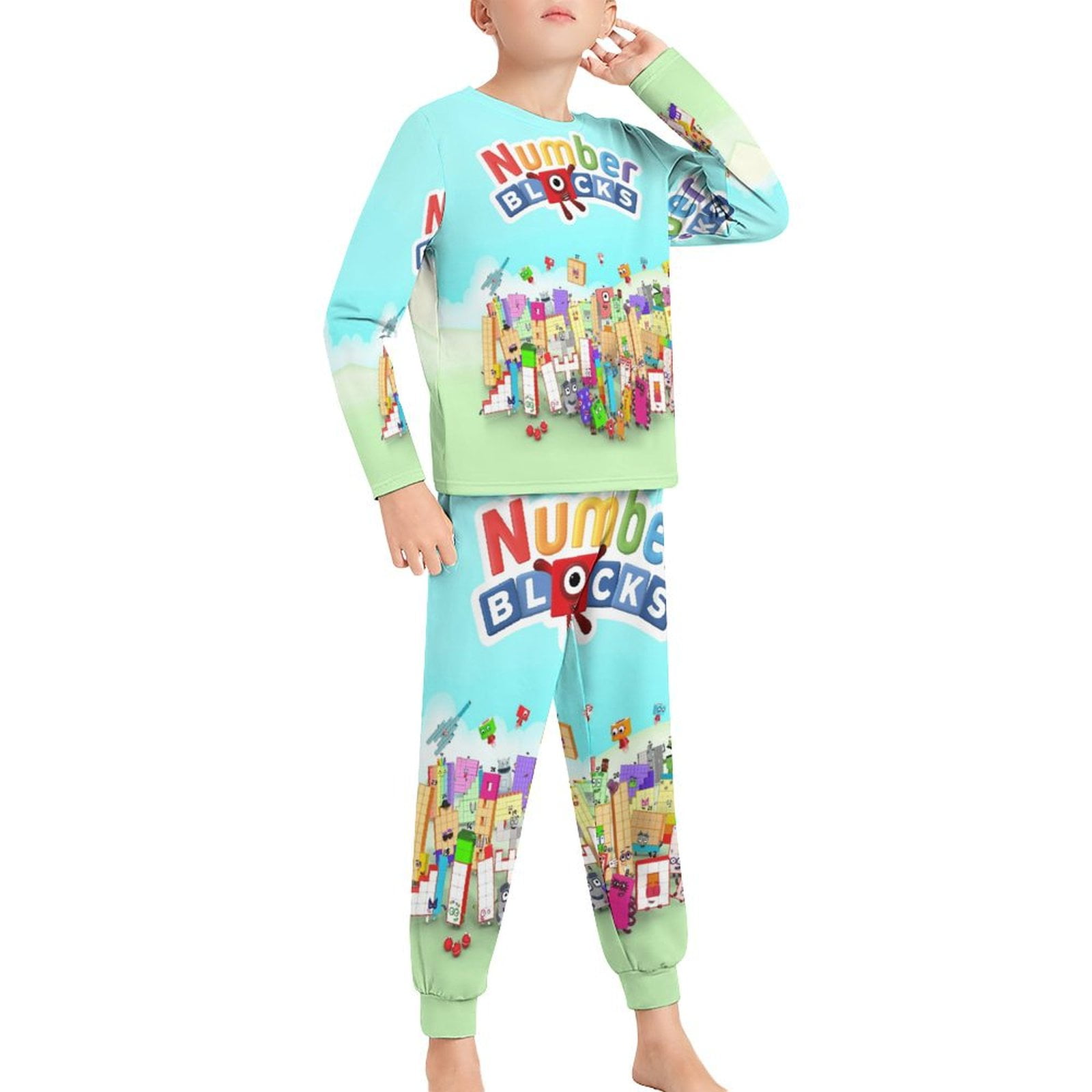 Number Cartoon Show Block Costumes T Shirt Set Crewneck Tee Shirt Pants ...