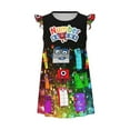 Number Cartoon Show Block Flutter Sleeve Soft Fabric Casual Dress ...