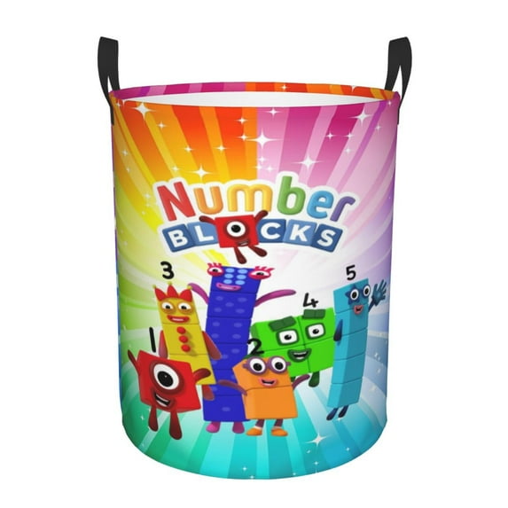 Number Cartoon Show Block Laundry Basket with Handle Waterproof Fabric ...