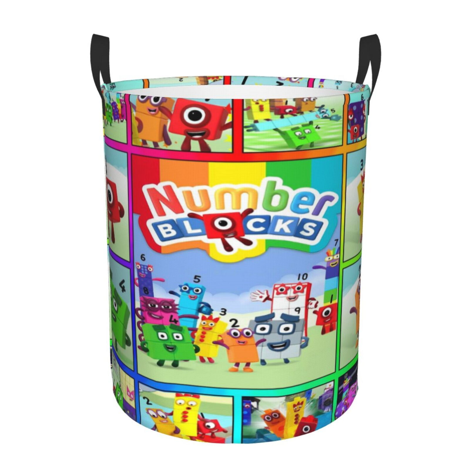 Number Cartoon Show Block Laundry Basket with Handle Waterproof Fabric ...