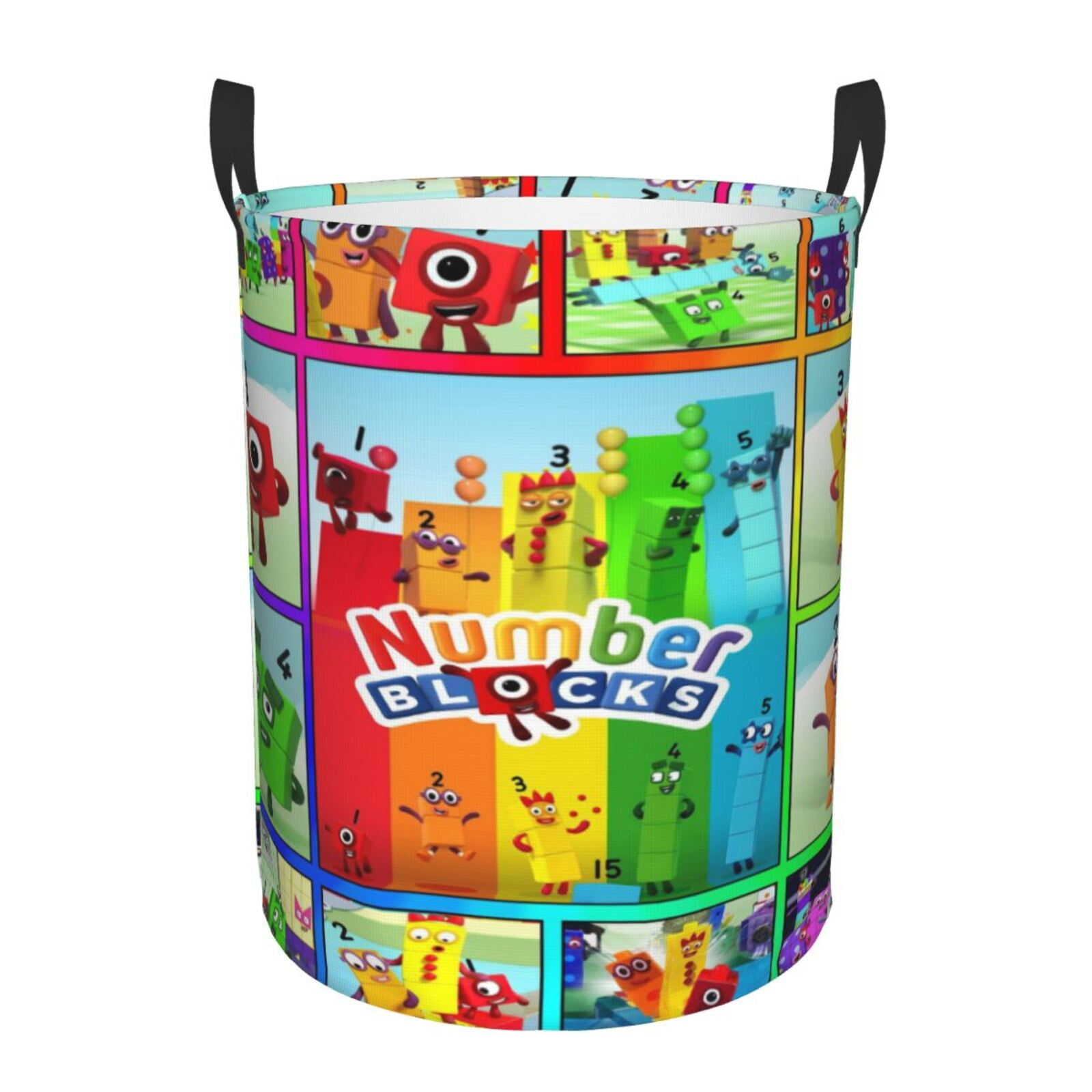 Number Cartoon Show Block Laundry Basket with Handle Waterproof Fabric ...