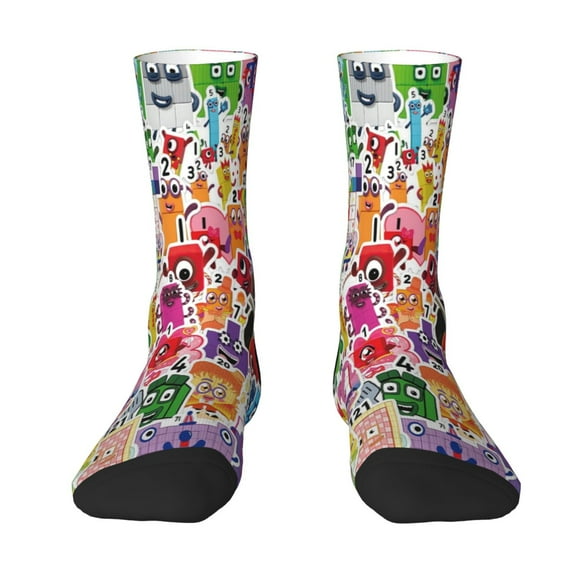 Number Cartoon Show Block Socks Athletic Sport Colorful Novelty Graphic ...