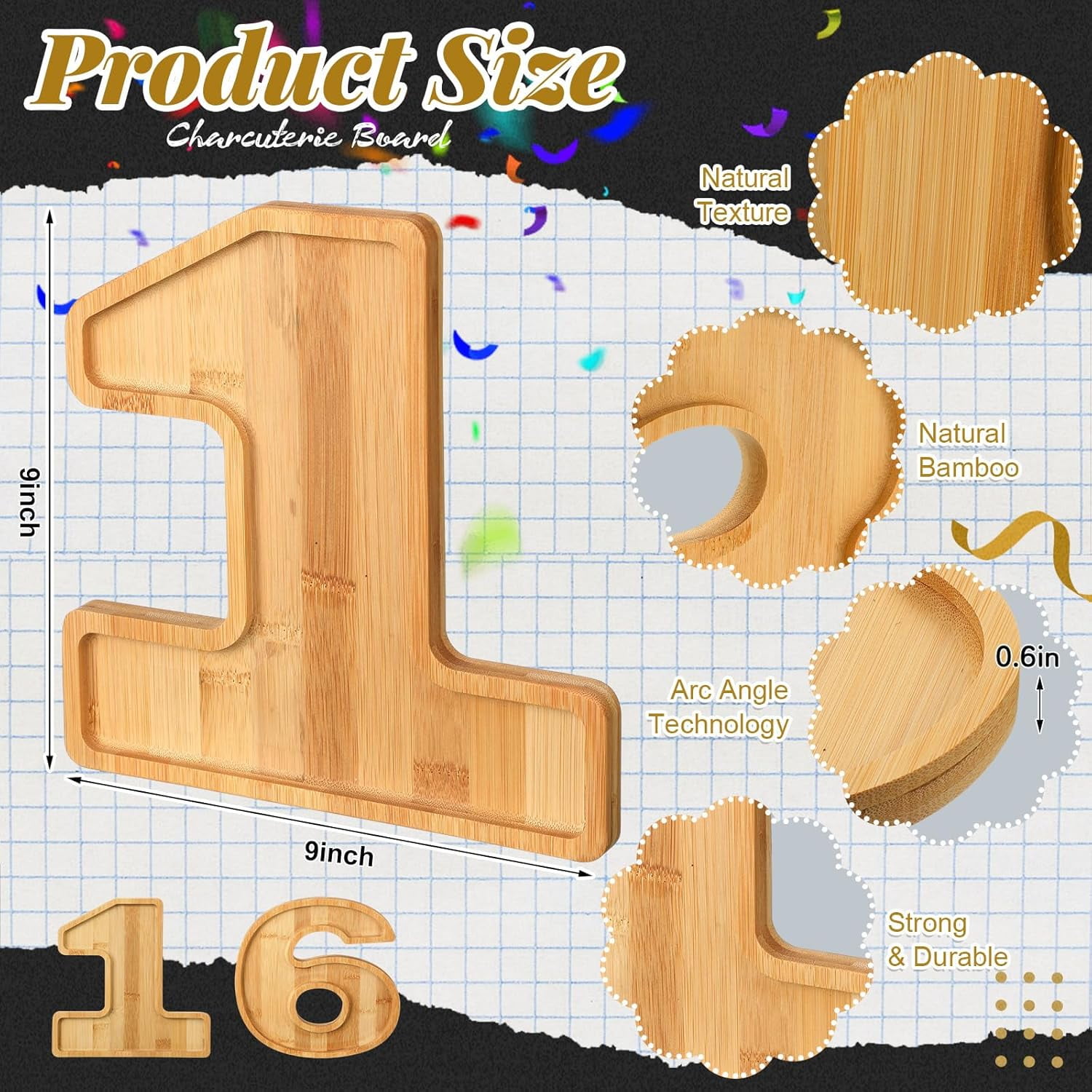 Number Charcuterie Tray, Fillable Large Number Charcuterie Board Box ...