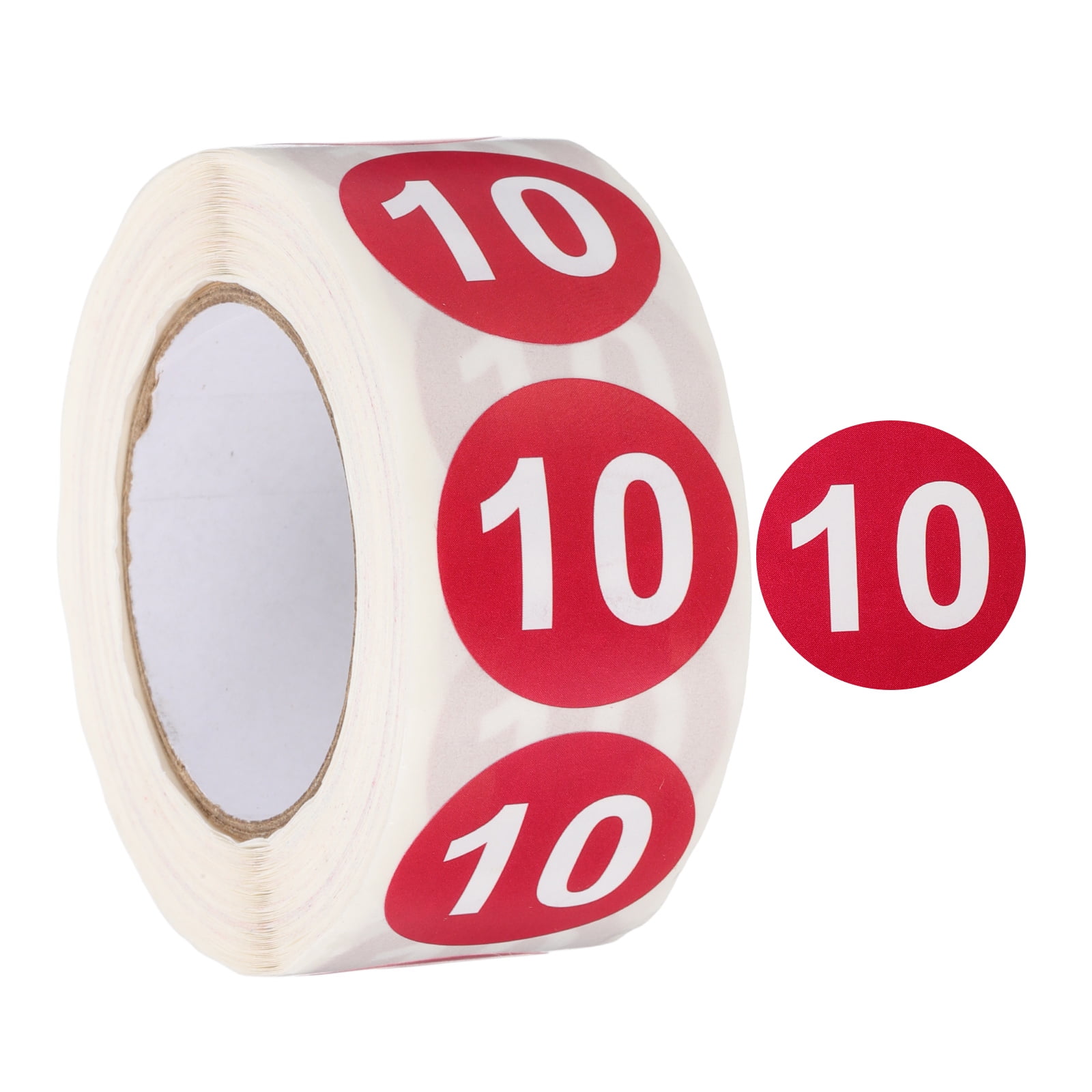 Number Circle Stickers Round Color Coded Self-Adhesive Labels Dark Red ...