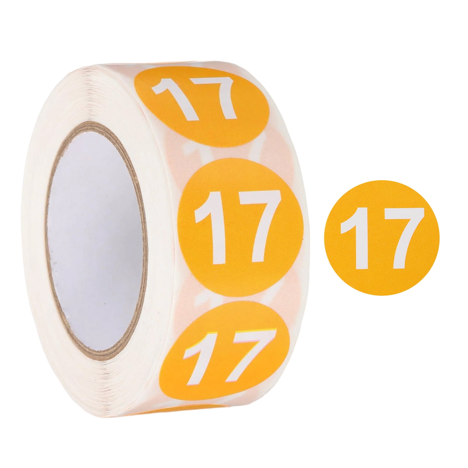 Number Circle Stickers Round Color Coded Self-Adhesive Labels Orange ...