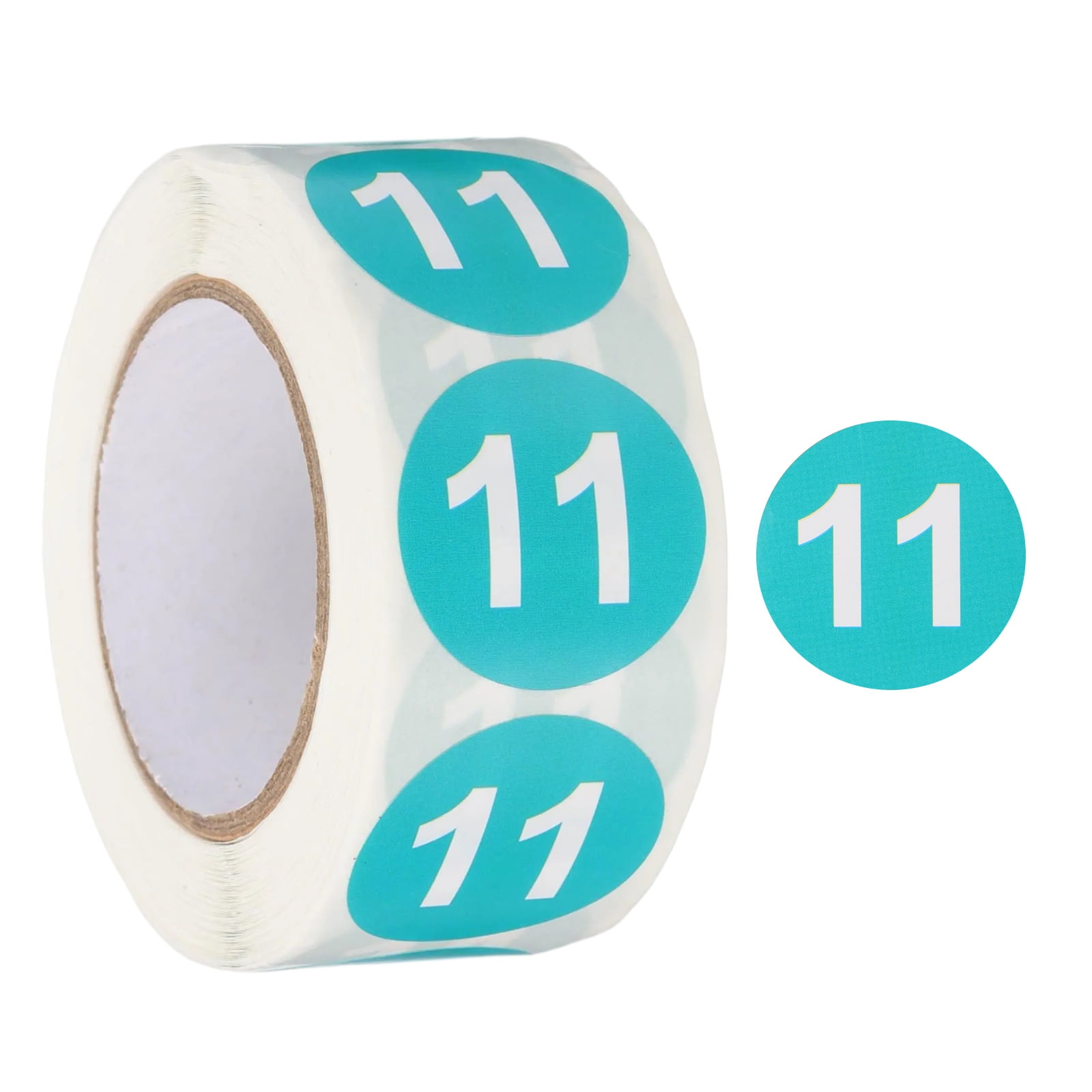 Number Circle Stickers Round Color Coded Self-Adhesive Labels Teal ...