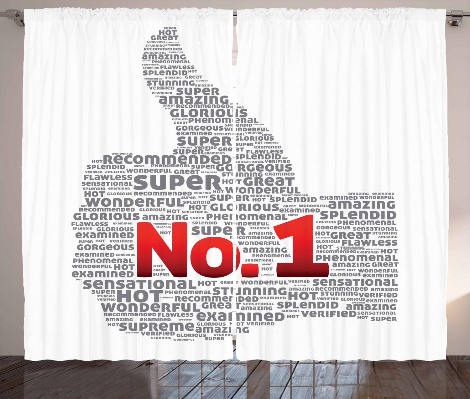 Ambesonne Number Curtains 2 Panel Set, Thumbs up Number, 108" x 108 ...