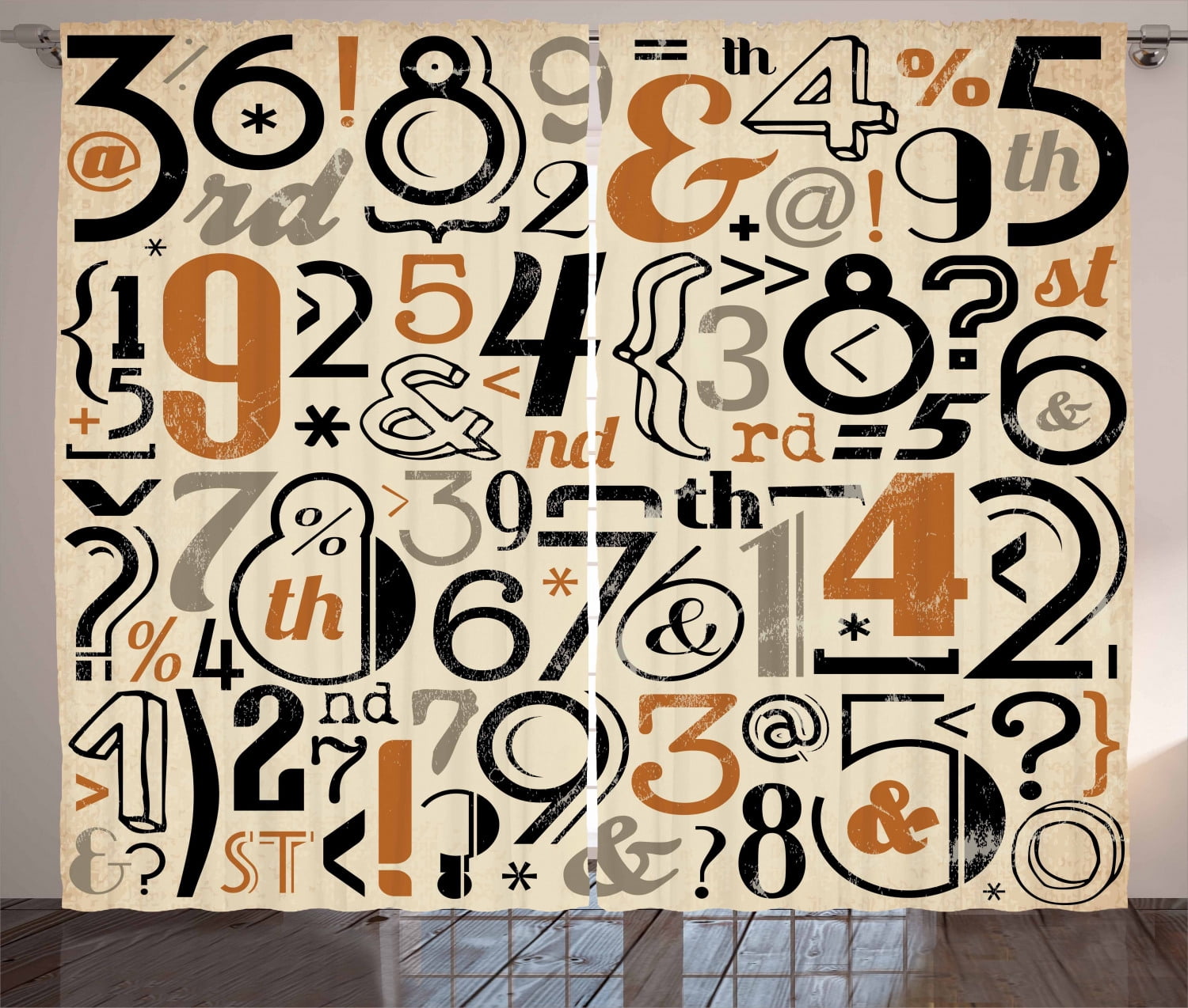 Ambesonne Number Curtains 2 Panel Set, Vintage Math, 108" x 96", Dark ...
