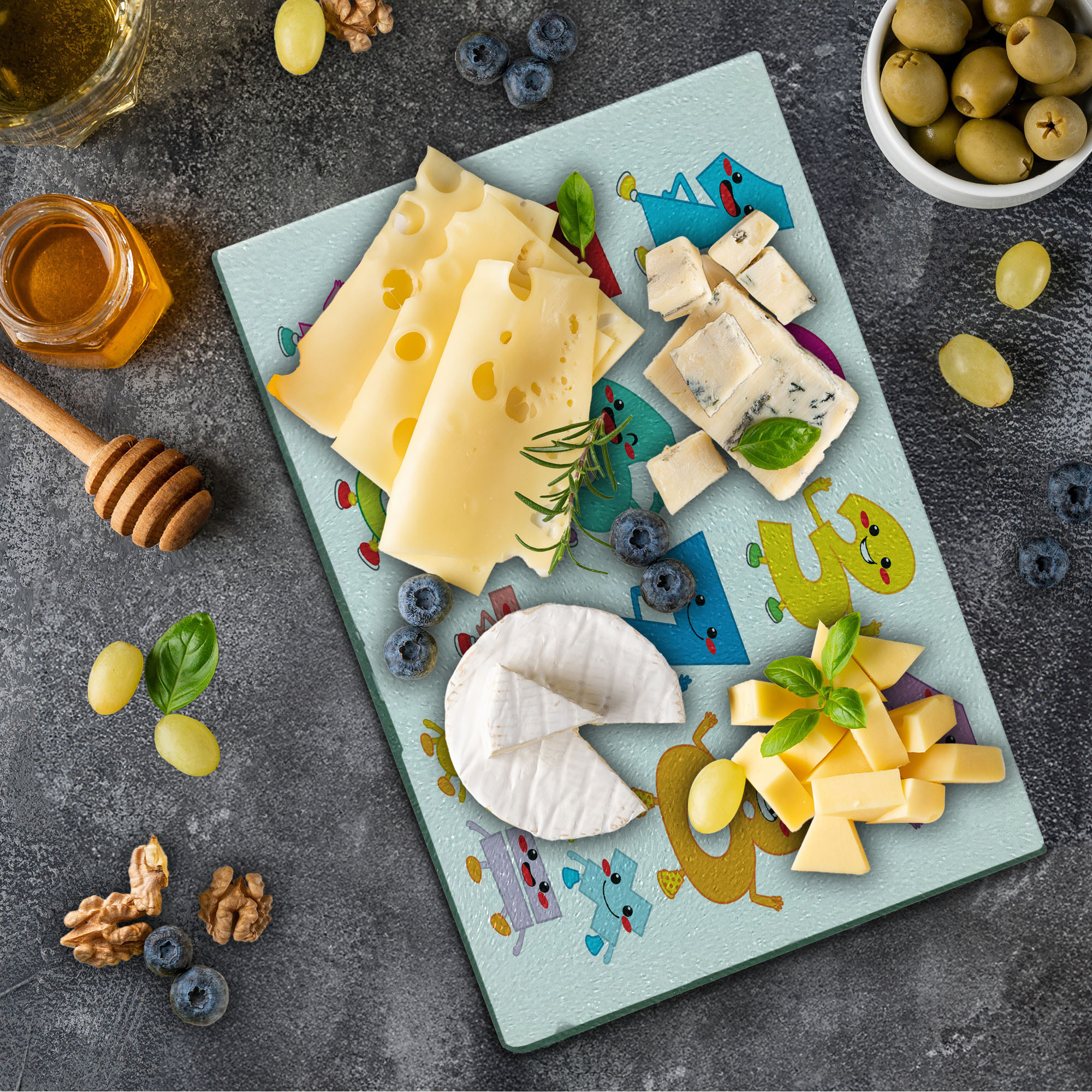 Number Cutting Board, Joyful Comic Numerals with Mathematical ...