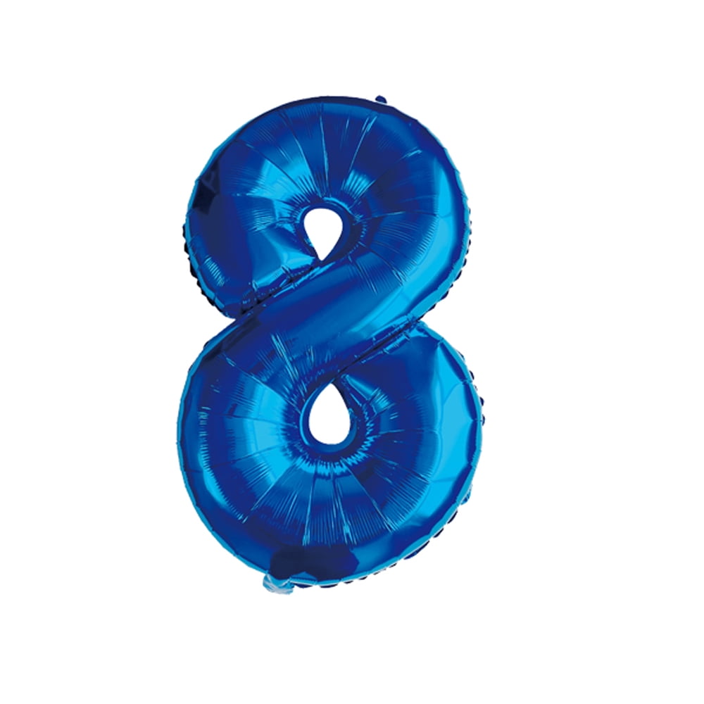 Large 32" Helium Blue Number 8 Foil Mylar Balloon - Walmart.com