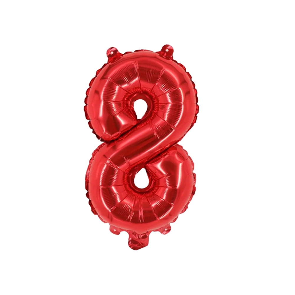 32" Foil Mylar Red Number 8 Balloon - Inflatable with Air or Helium ...