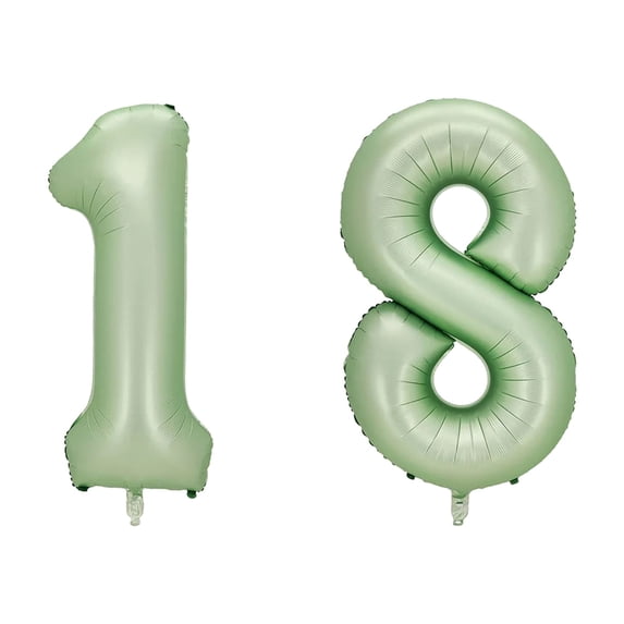 Number Eighteen Balloon Pastel Sage Green Number 18 Balloon 32" Large ...
