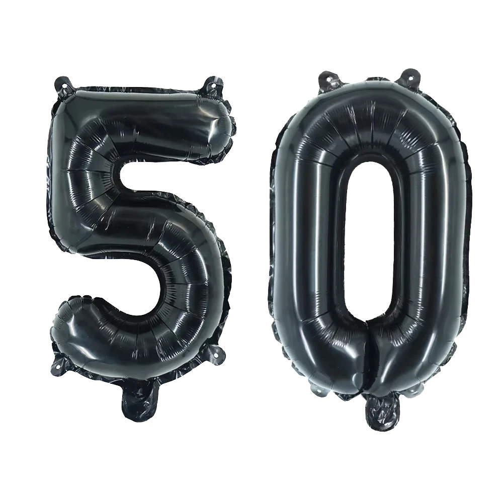 Number Fifty Black Balloon, 32" Foil 50Th Birthday Party Milestone ...