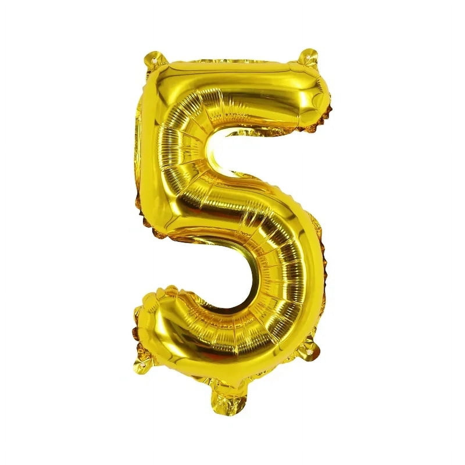 Number Five Balloon Yellow Gold Number 5 Balloon 32" Foil Mylar Yellow ...