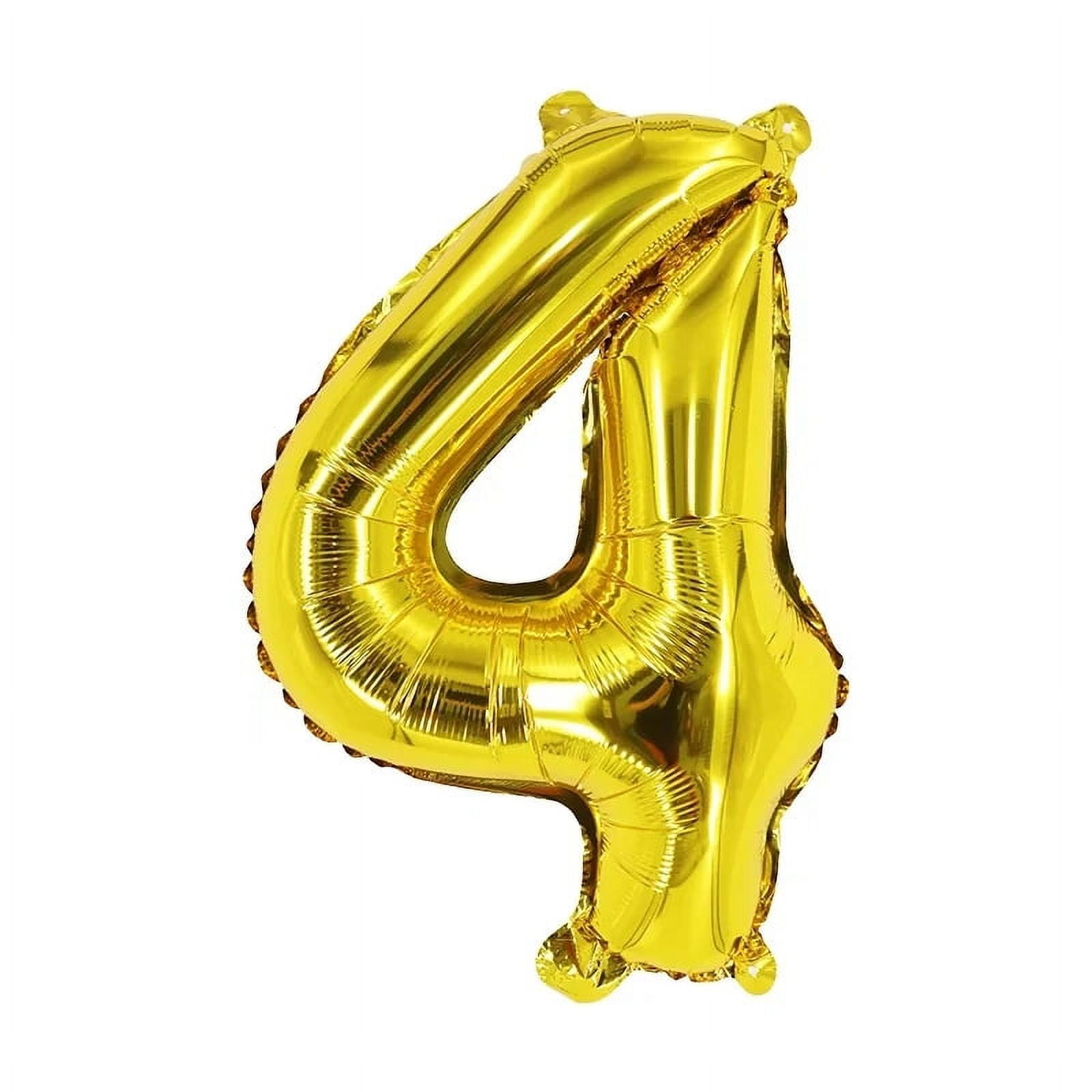 Number Four Balloon Yellow Gold Number 4 Balloon 32" Foil Mylar Yellow ...