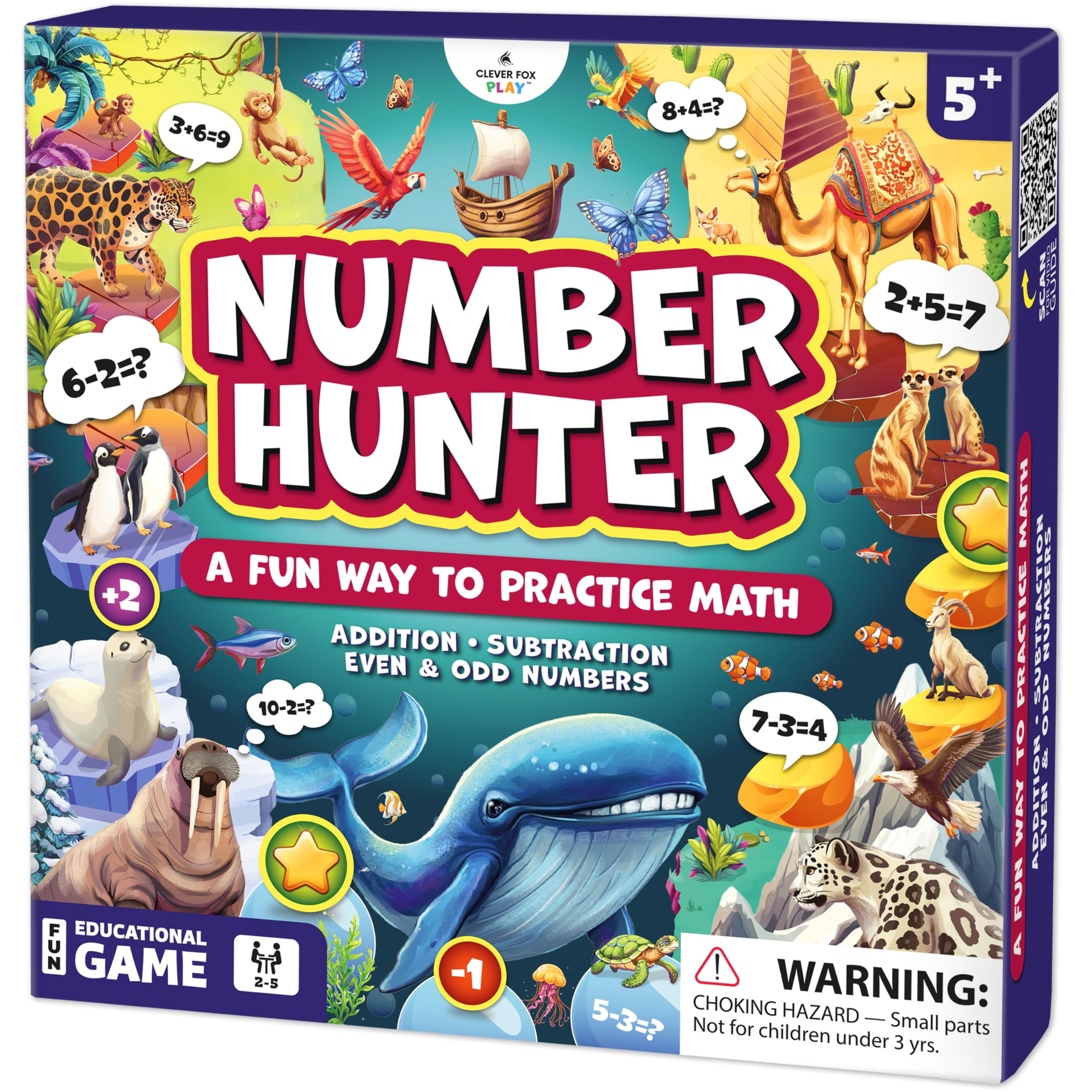 Number Hunter - Fun Kid Math BSL1 Board Game for Addition & Subtraction ...