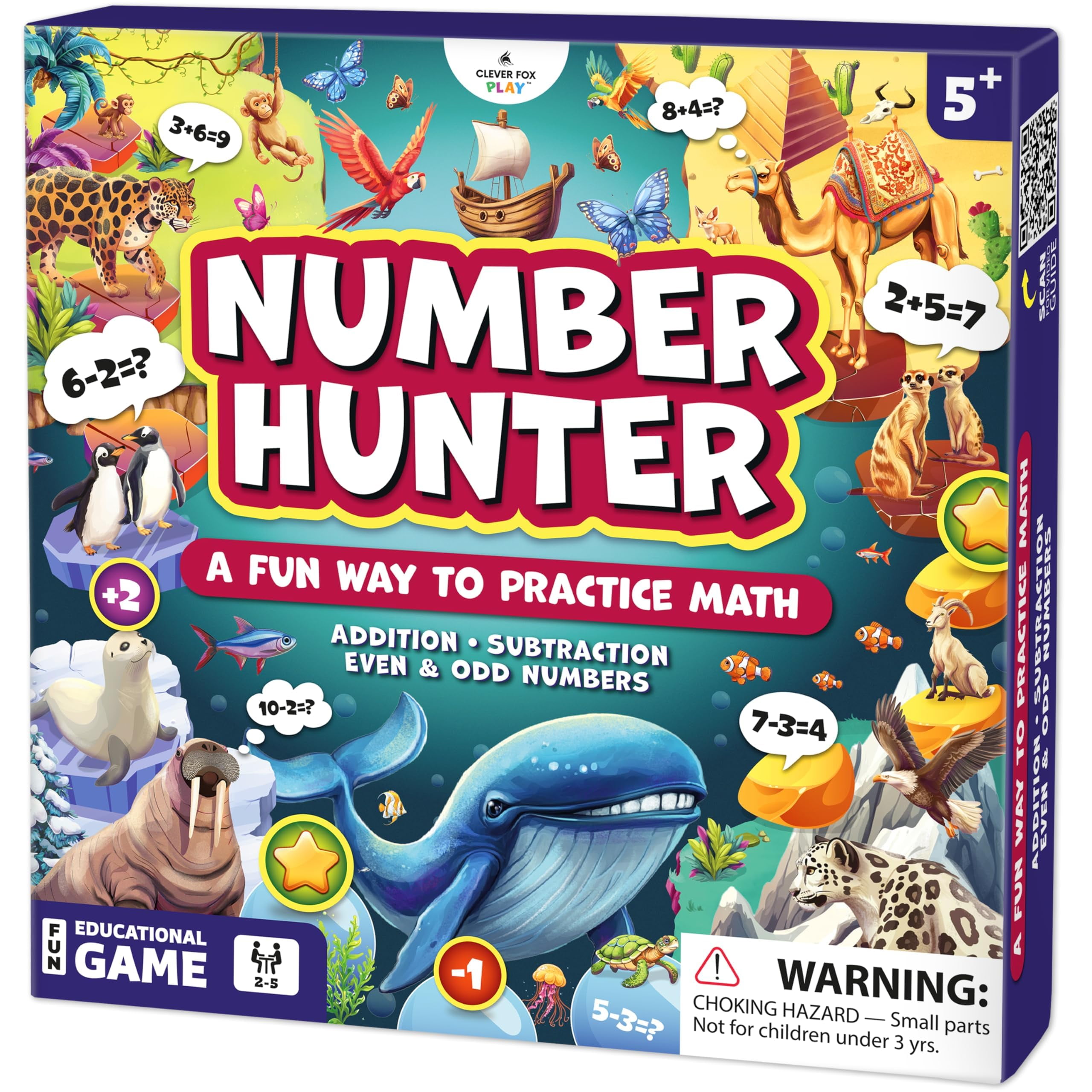 Number Hunter - Fun Kid Math Board Game for Learning Addition & Subtraction - Educational Indoor ...