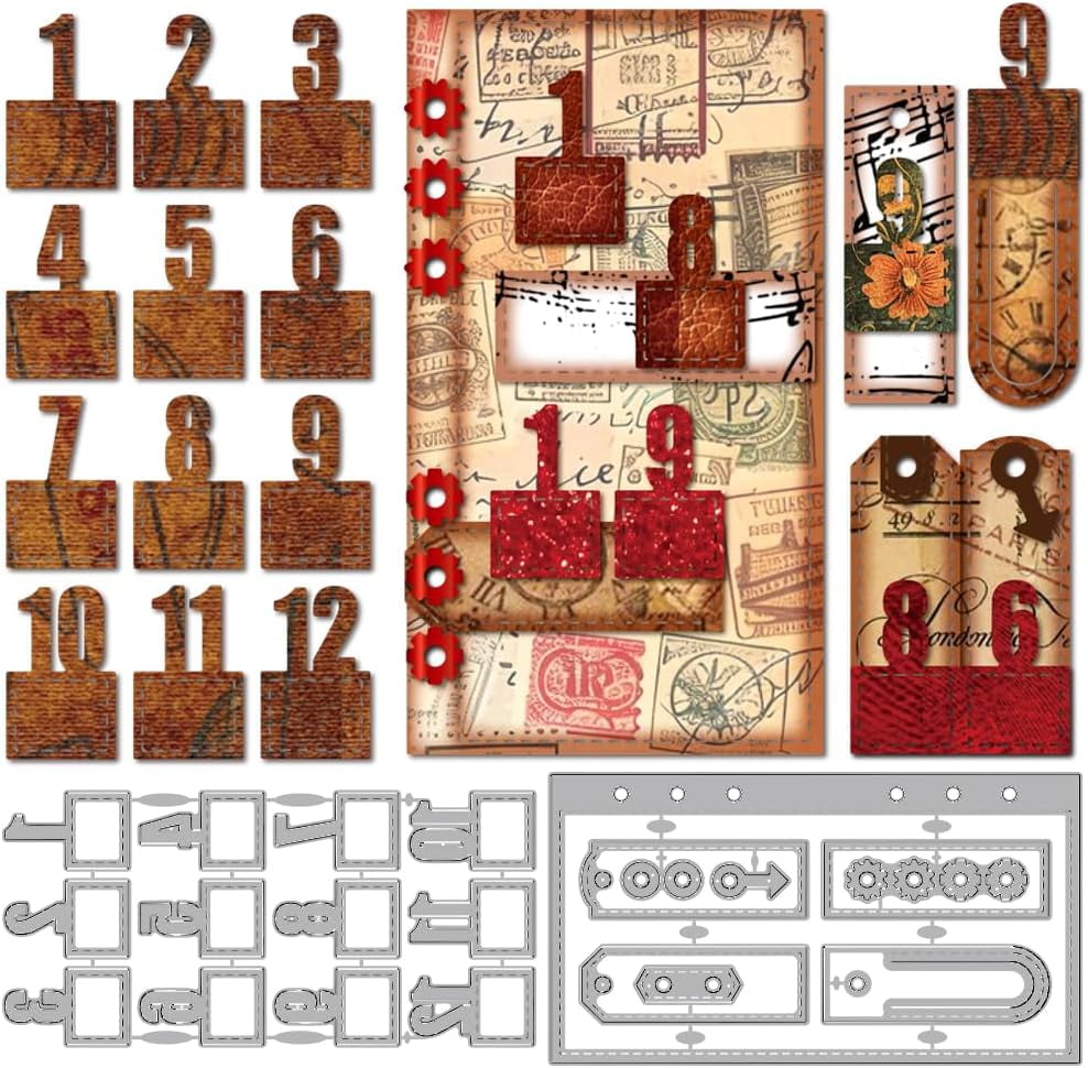 Number Label Metal Die Cuts Vintage Gear Tags Cutting Dies Stencil ...