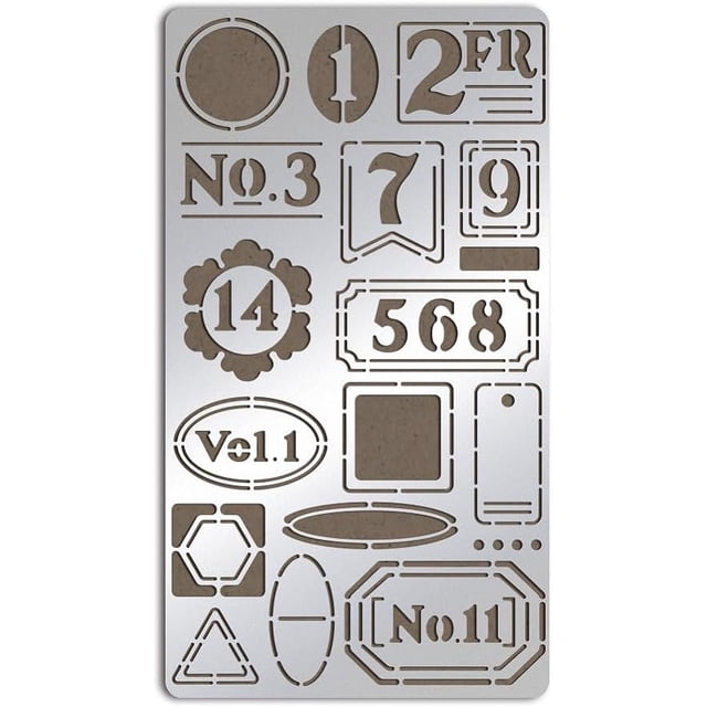 Number Label Metal Stencil 7x4inch Reusable Retro Theme Painting ...