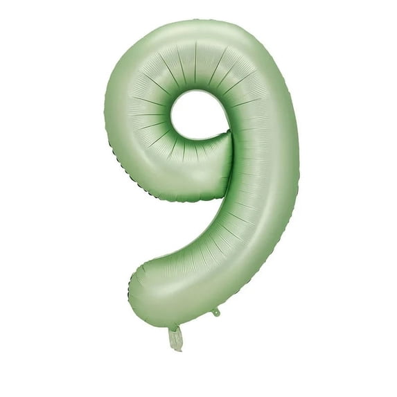 Number Nine Balloon Pastel Sage Green Number 9 Balloon 32" Large Party ...