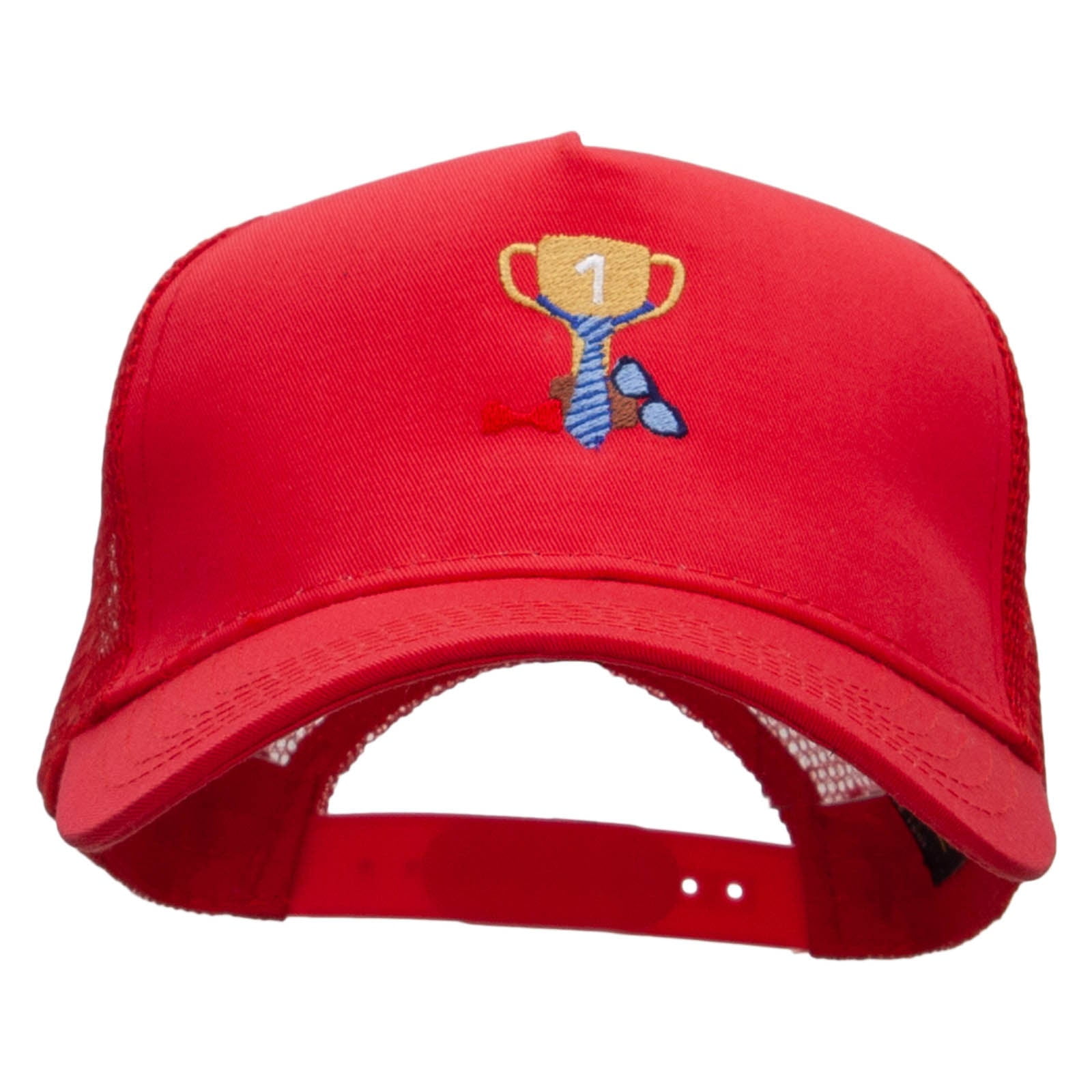 Number One Dad Five Panels Pro Style Trucker Mesh Cap - Red OSFM ...