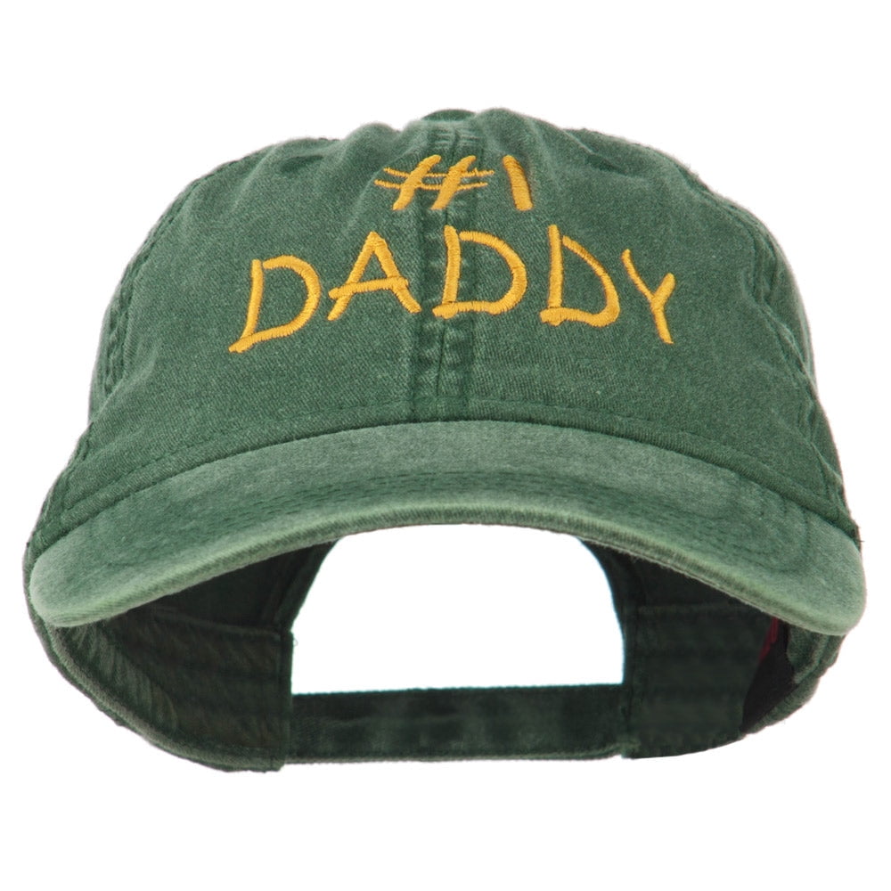 Number One Daddy Embroidered Washed Cotton Cap - Dark Green OSFM ...