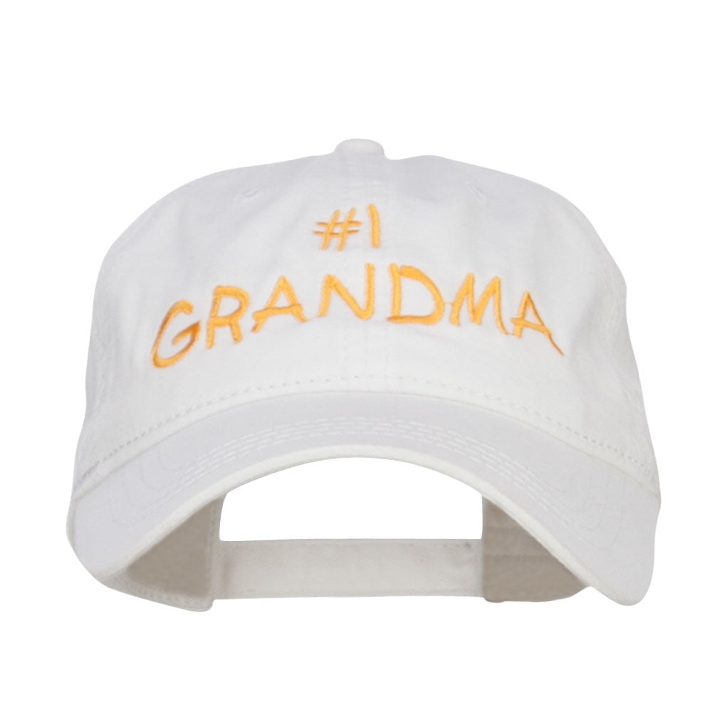 Number One Grandma Embroidered Washed Cap - White OSFM - Walmart.com