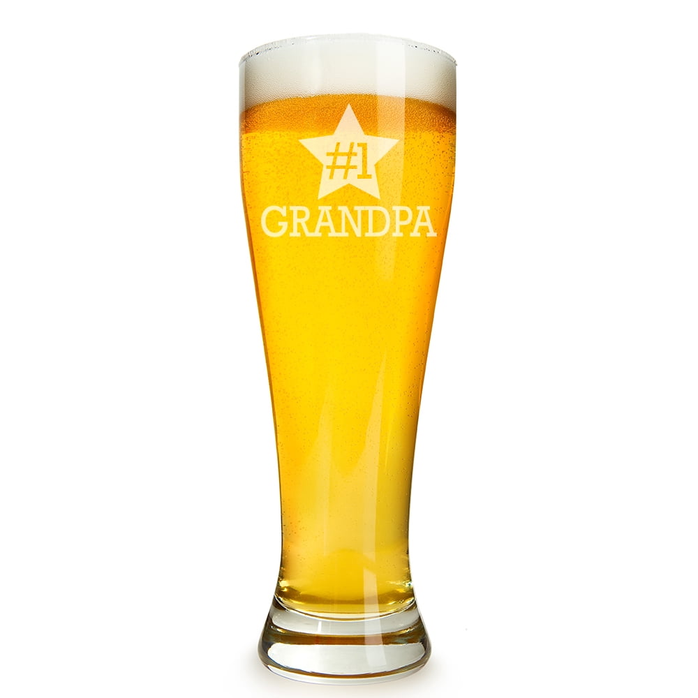 Number One Grandpa Engraved 16 ounce Beer Glass Pilsner - Walmart.com