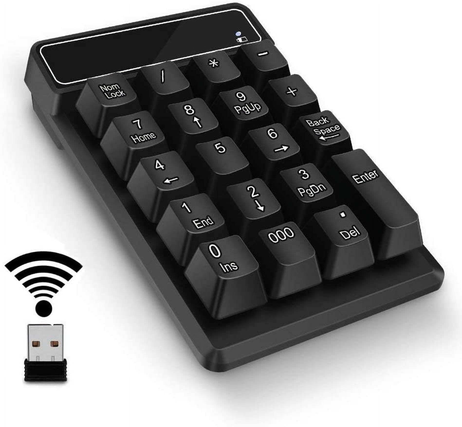 Number Pad,Portable Mini USB 2.4GHz 19-Key Financial Accounting Numeric ...