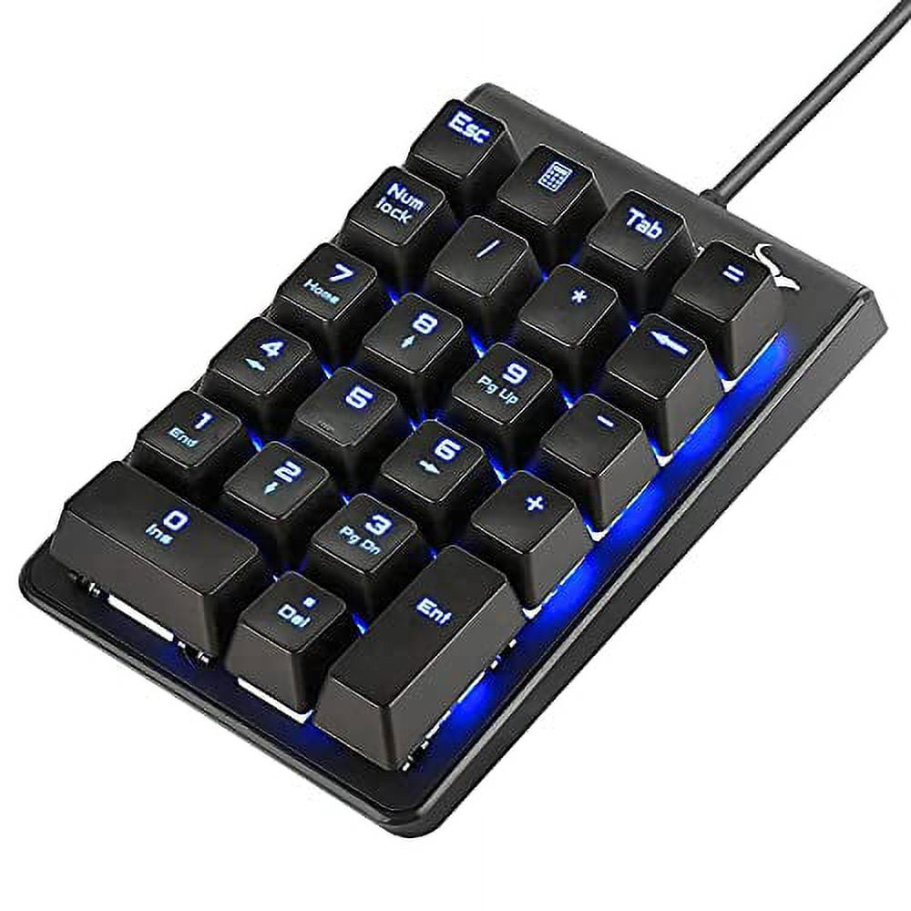 Rottay Number Pad, Mechanical USB Wired Numeric Keypad with Blue LED ...