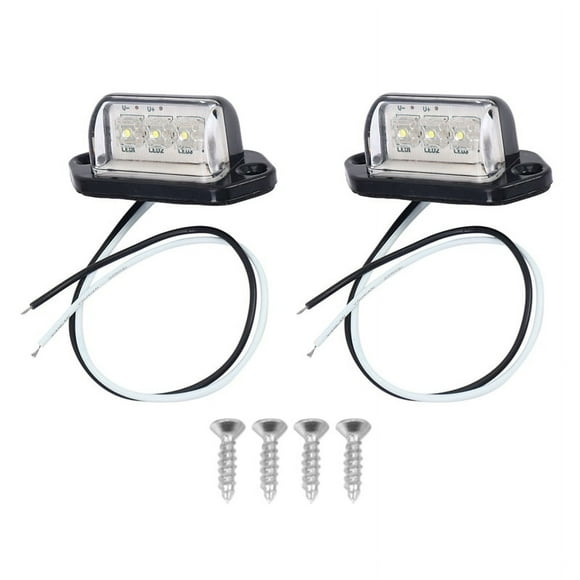 12V LED Number Plate Lights for Vehicles in Black for Car Boat Truck