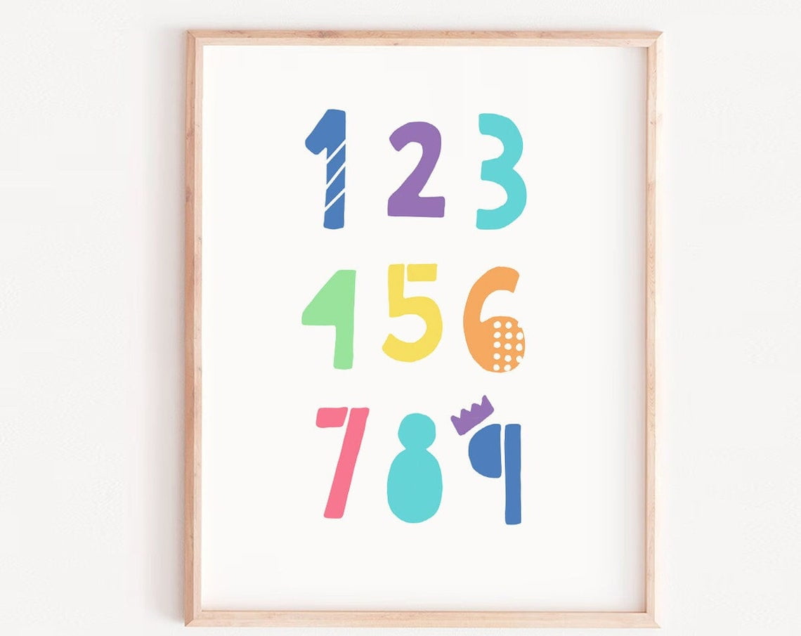 Number Poster Art, Kids, Learning Print, Numbers Print, 123 Print ...
